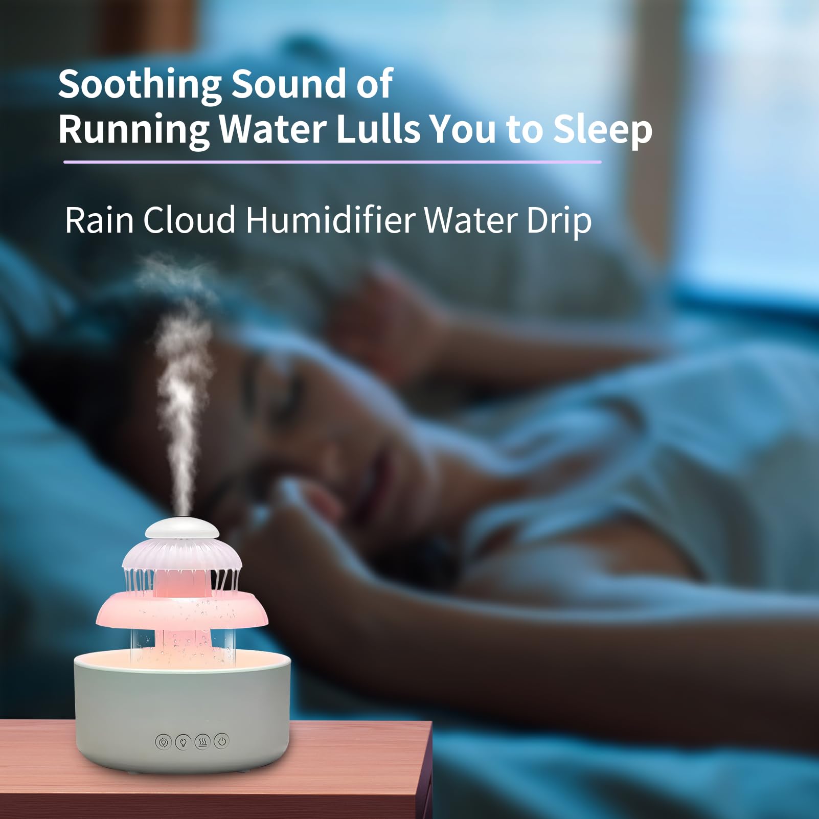 LILUOSUO Rain Cloud Humidifier Water Drip, 2 in 1 Humidifier with Aromatherapy Essential Diffuser, 600ml Mushroom Humidifier with 7 Colors, Rain Sounds for for Sleeping Relaxing