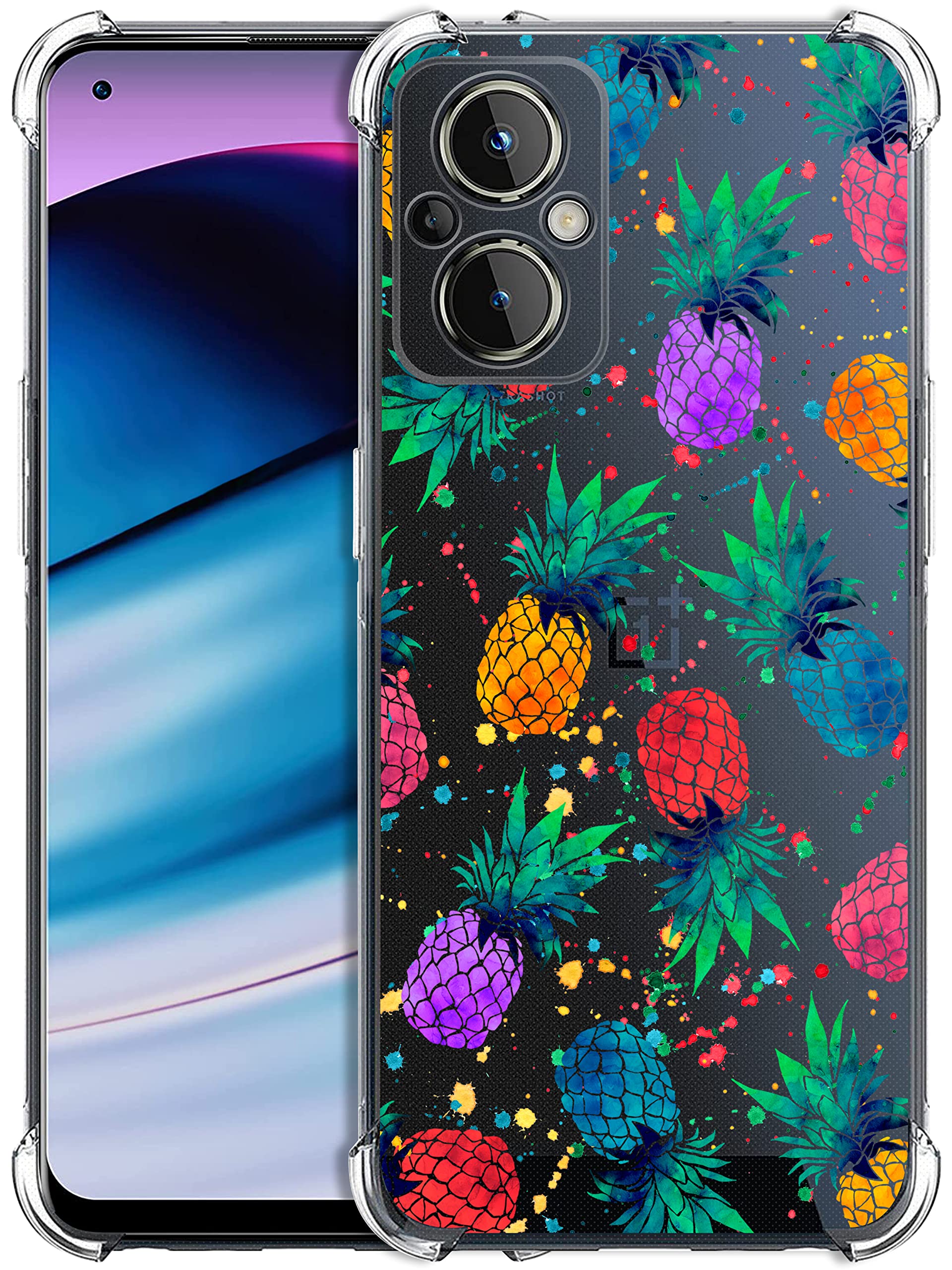 Glisten - OnePlus Nord N20 Case, OnePlus N20 5G Case - Pineapple Watercolored Design Printed Slim Fit Clear Transparent Soft TPU Shockproof Designer Back Case/Cover for OnePlus Nord N20.