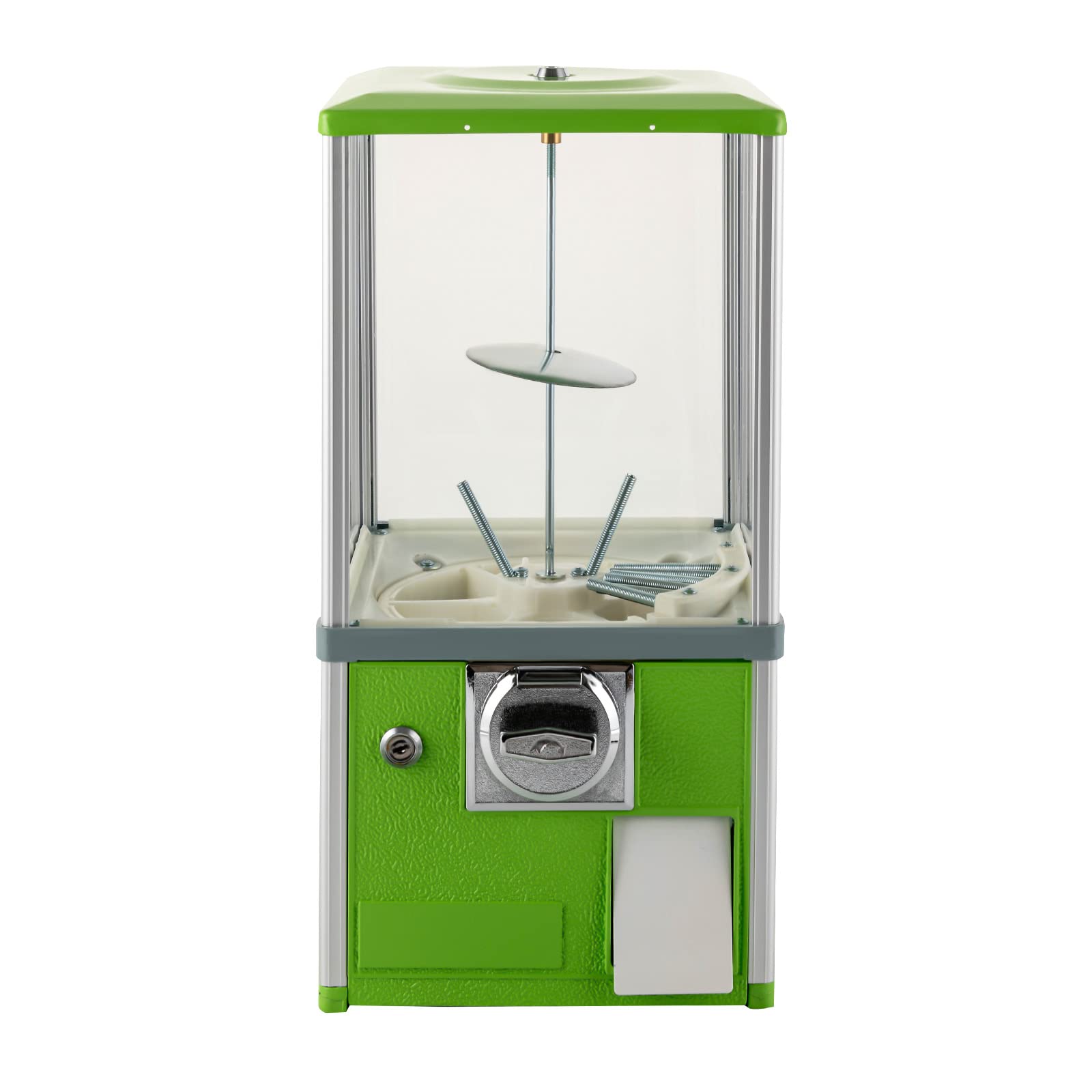 Green Vending Machine with Lock, Candy Gumball Machine, Large exit with Baffle, Suitable for 1.77-1.97 inches of Capsule, for Retail Stores, Game Stores, Park