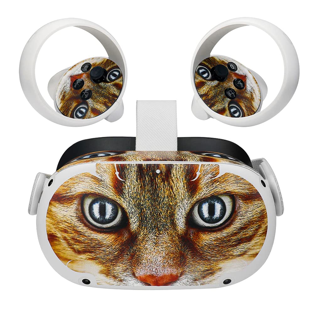 Honlyn Stickers Set Waterproof PVC Stickers Kit Decal Skin Decoration for Oculus Quest 2 Smart VR glasses headset all-in-one Accessories (Cute eye cat)
