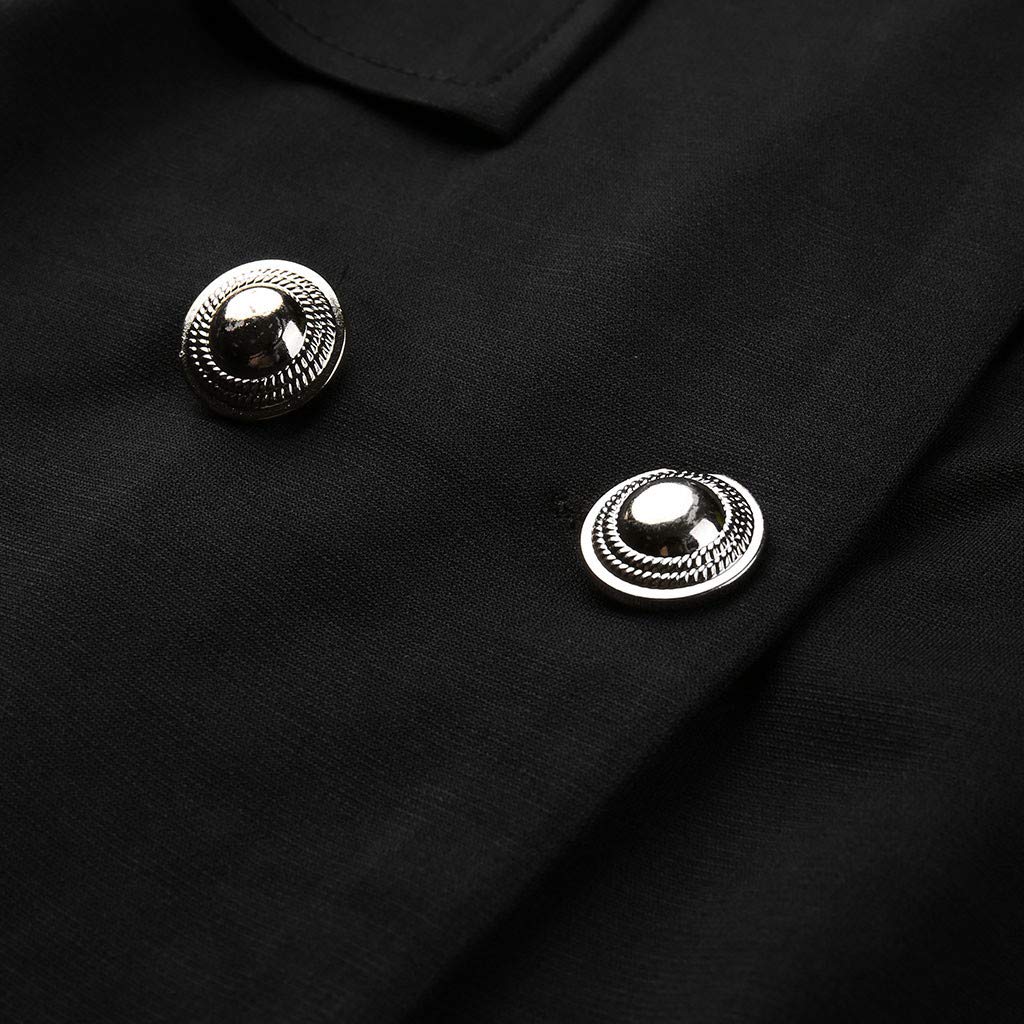 Keepfit Women's Suit Dress Solid Double Breasted Long Sleeve Business Dress Notch Collar Slim Fit Dress for Work Black
