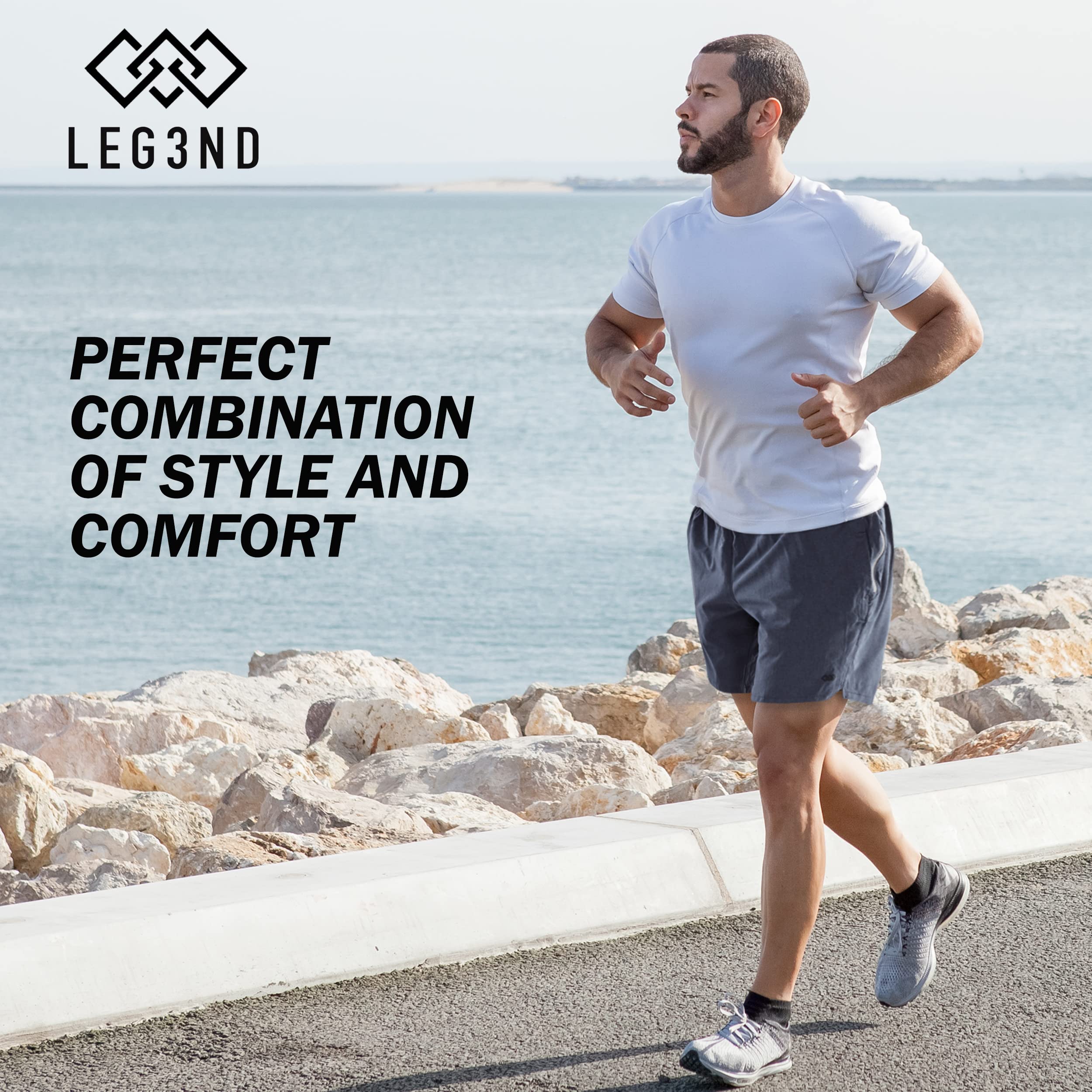 LEG3ND Mens Workout Shorts – 3 Pack Tech Running Quick Dry Gym Shorts with Zip Pockets