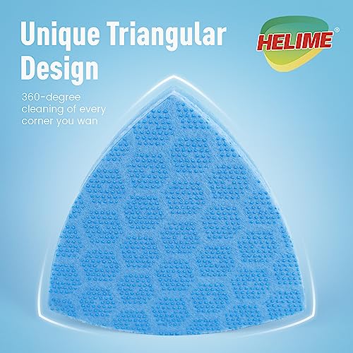 HELIME Scrub Dots Bathroom Sponge, Heavy Duty Non Scratch 3 Layer Cellulose Scrubbers, Reusable Bath Washing Scrubber, Magic Eraser Sponges Scour Scrub Pads for Clean Glass, Ceramic, Bathtub, Sink