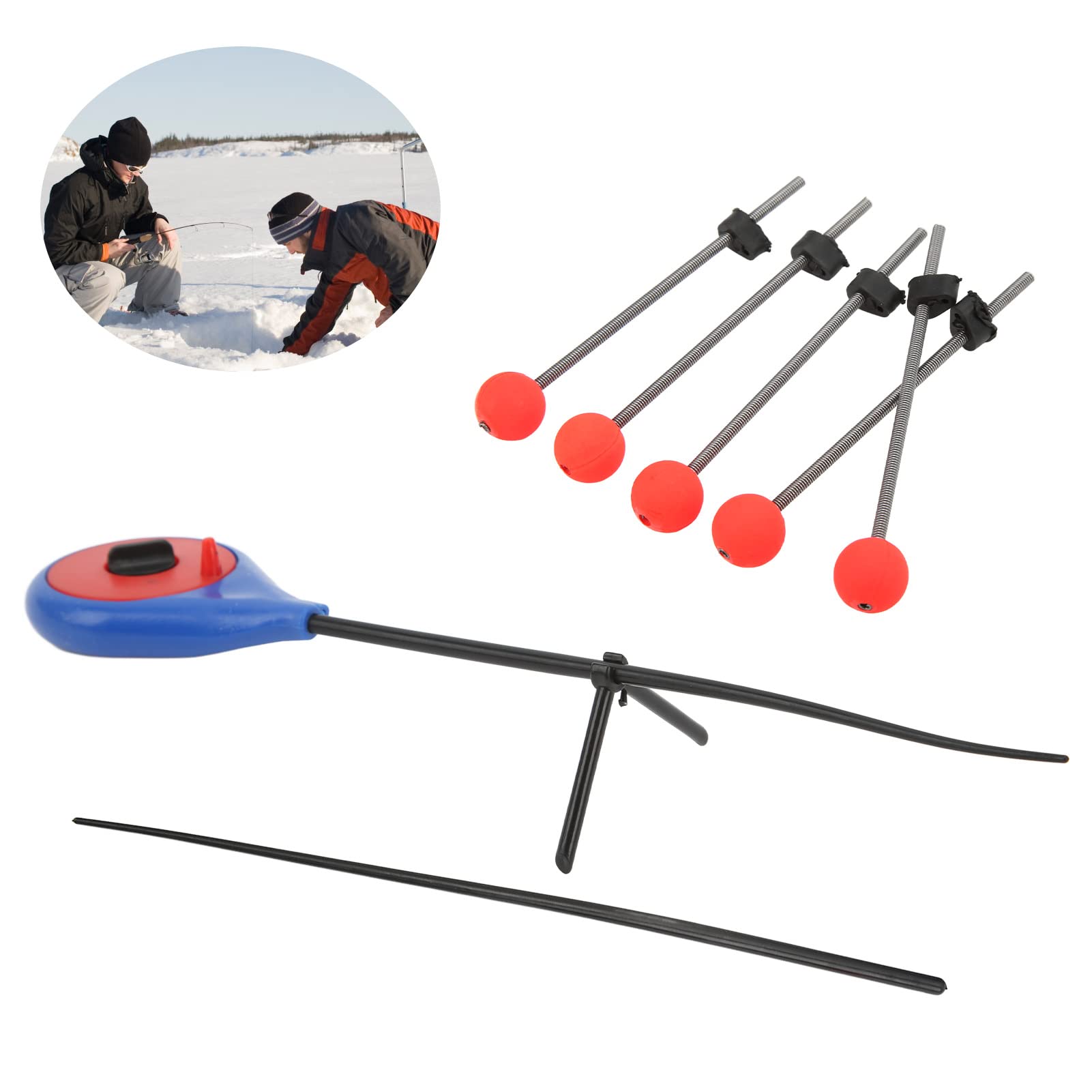 Ice Fishing Pole End, 5Pcs Extension Section Rods Pole End Tip with Rod Ice Fishing Accessories Ice for Fishing(M)