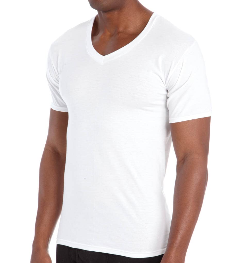 Hanes Ultimate Men's 6 Pack FreshIQ V-Neck Tee, White, X-Large