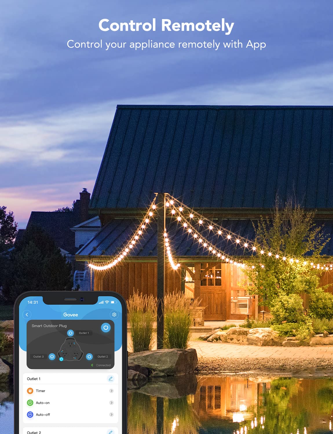 Govee Smart WiFi Outdoor Plug, Weatherproof 15A Outdoor Smart Outlet Bundle with WiFi Bluetooth Outlets 4 Pack, App Control, Supports Alexa and Google Assistant, 2.4 GHz Network only