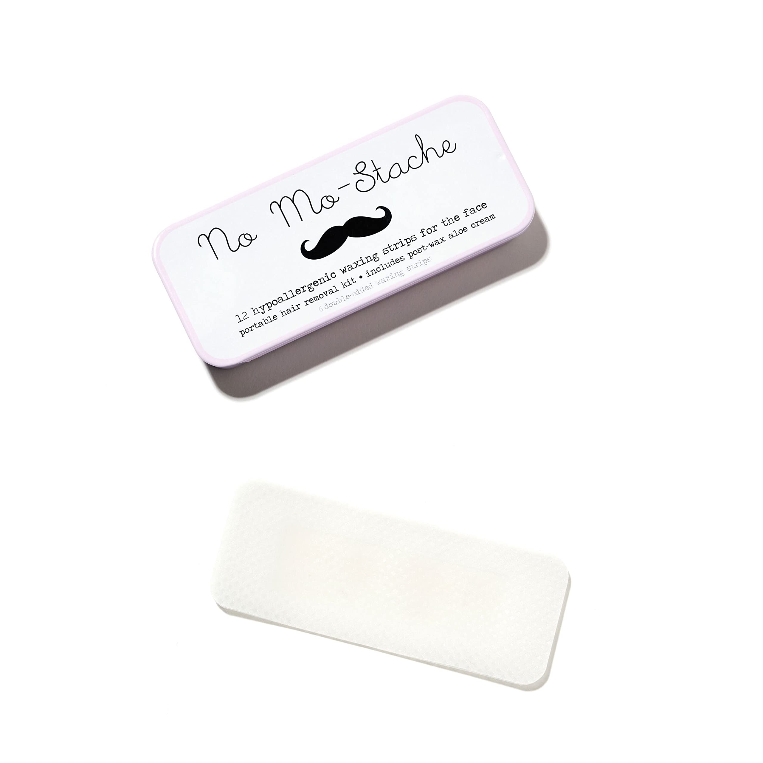 No Mo-Stache Mini Duo - 12 Count Brow and Lip Wax Kit, 2 Piece Set - As Seen On Shark Tank - Hair Removal Wax Strips with Tweezers for Face, Brows and On-The-Go Use