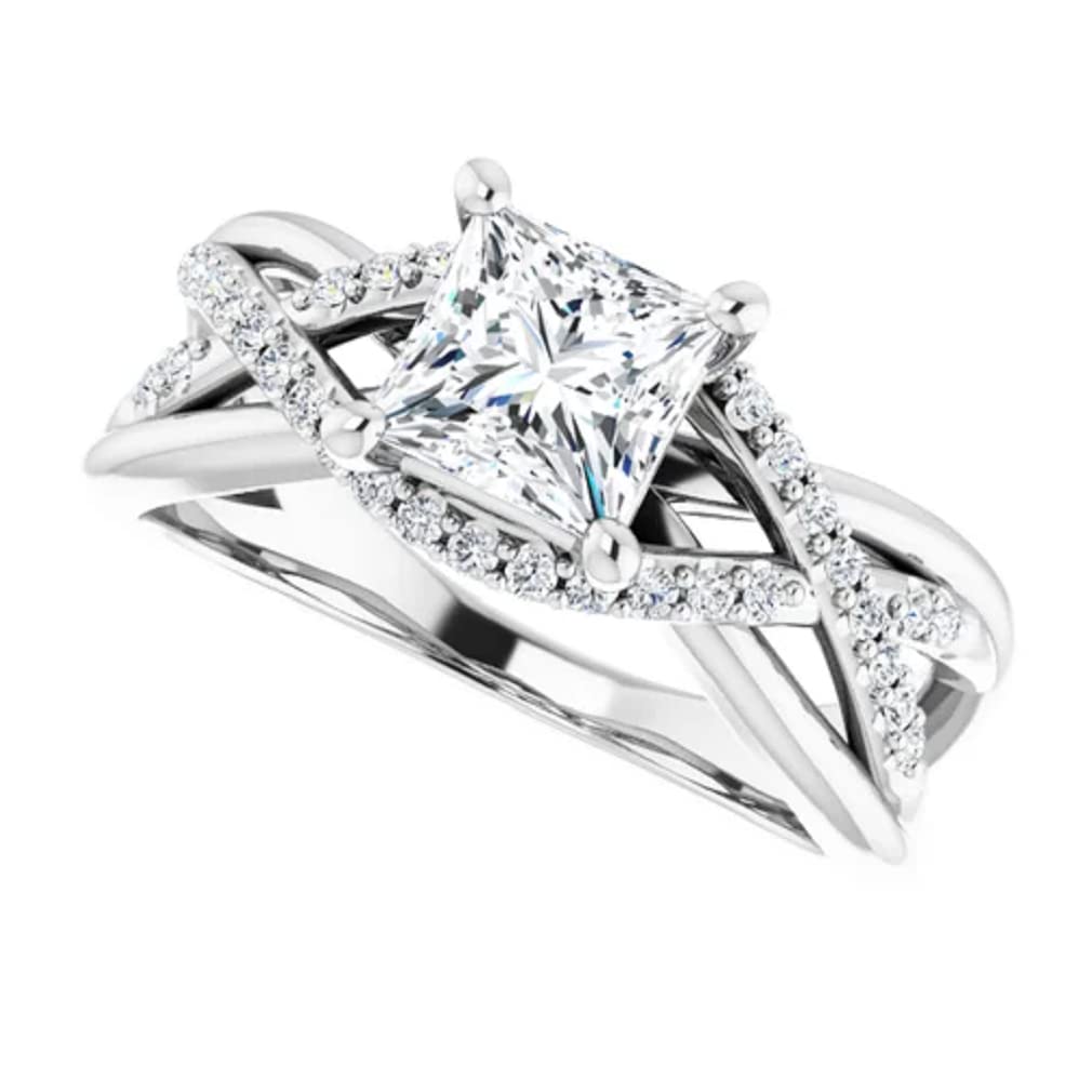 JEWELERYIUM 1 CT Princess Cut Colorless Moissanite Engagement Ring, Wedding/Bridal Ring Set, Solitaire Halo Style, Solid Sterling Silver Vintage Antique Anniversary Promise Ring Gifts for Her (7)