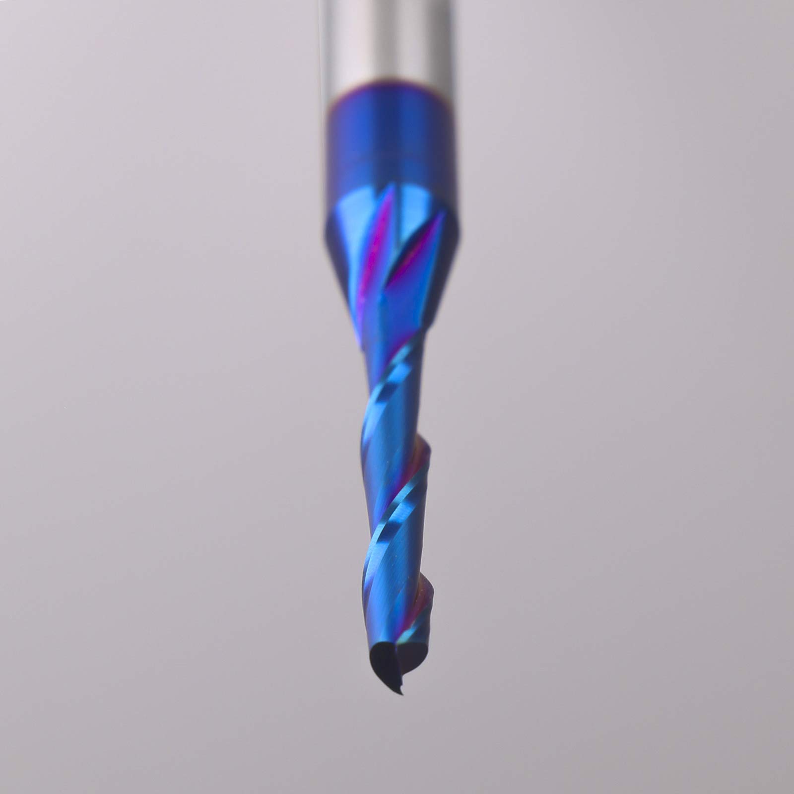 Jiiolioa S2112G CNC Router Bits 1/4 Inch Shank 1/8 inch Cutting Diamete Spiral Up Cut End Mill with Nano Blue Coating for Carving Standard milling, Finish and Boring …
