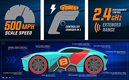 Tracer Racers Second Generation 2.4 GHz R/C High Speed Radio Control 1:64 Scale Race Add-on Car - Teal