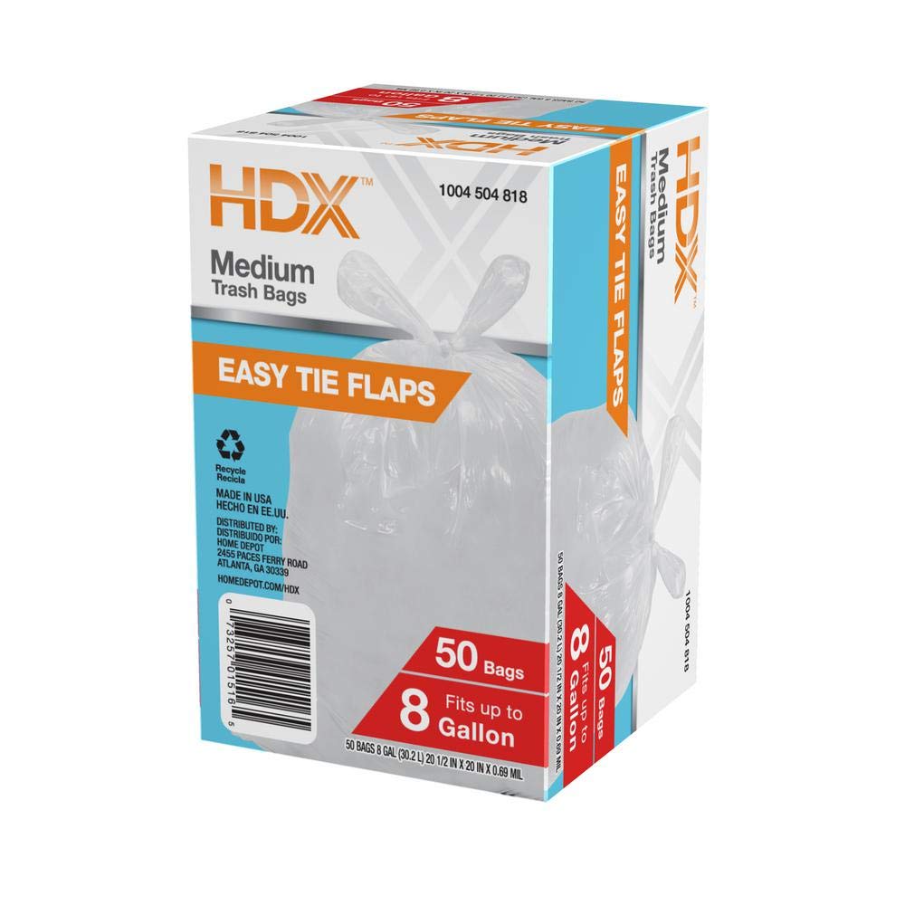 HDX 8 Gal. Flap Tie Medium Kitchen Bags (50-Count)