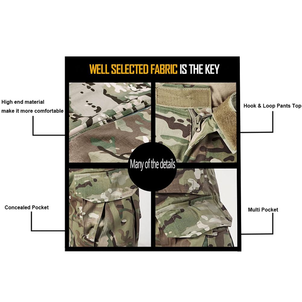 H World Shopping Military Army Tactical Airsoft Paintball Shooting Pants Combat Men Pants with Knee Pads WL (L)