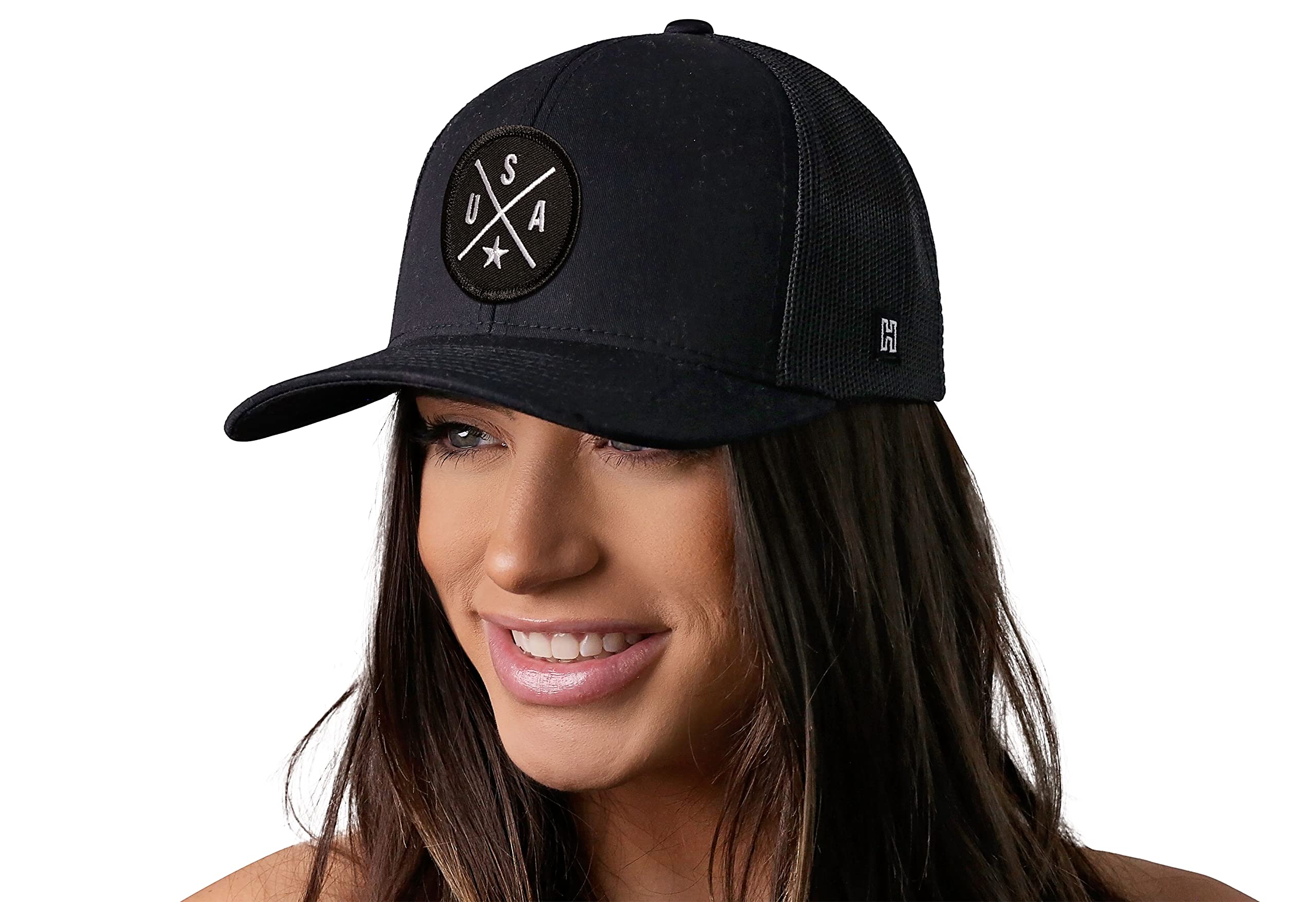 HAKA USA Hat – American Trucker Hat for Men & Women, Adjustable Baseball Cap, Mesh Snapback, Outdoor Golf Hat - Black