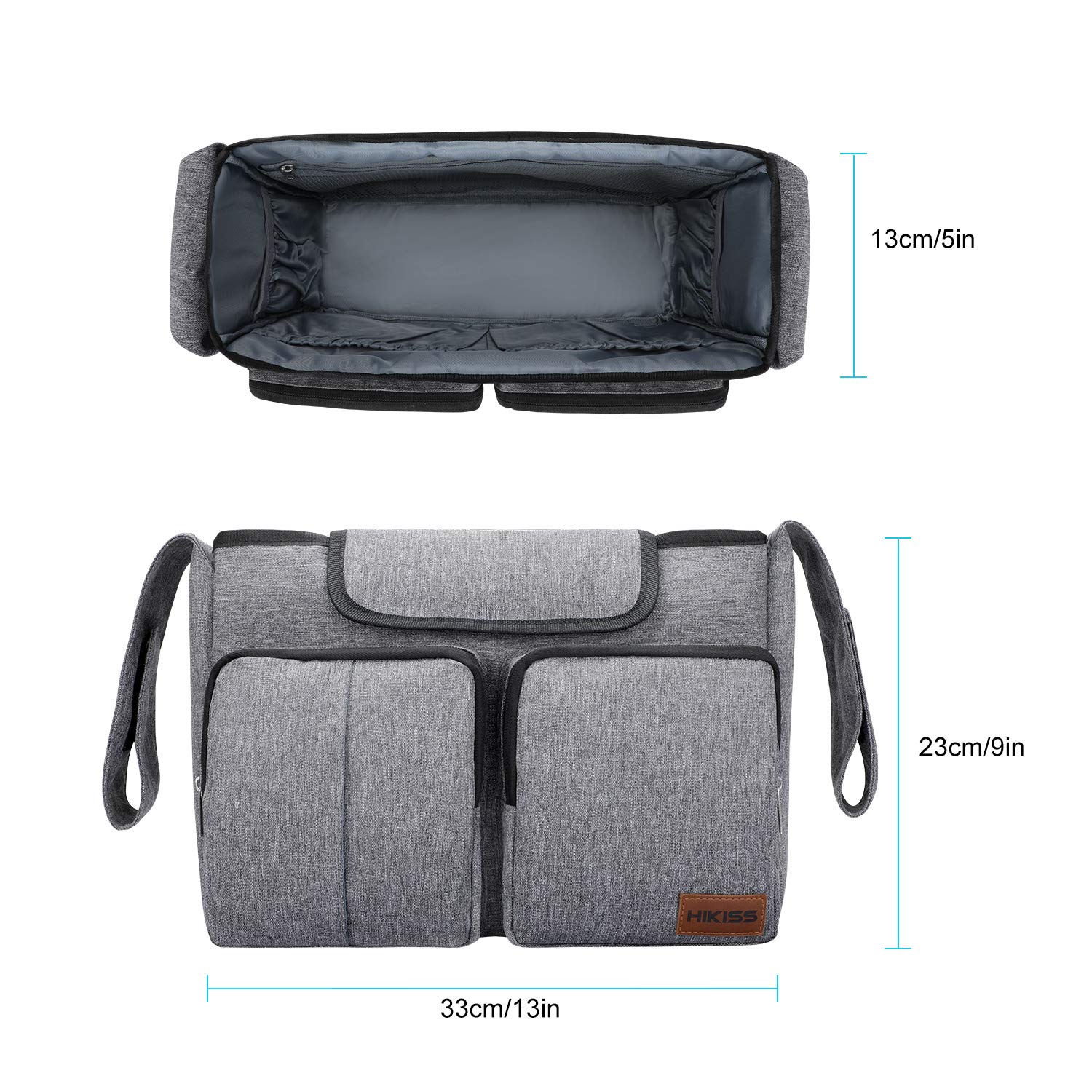 HIKISS Baby Stroller Organizer with Cup Holders-Light Gray