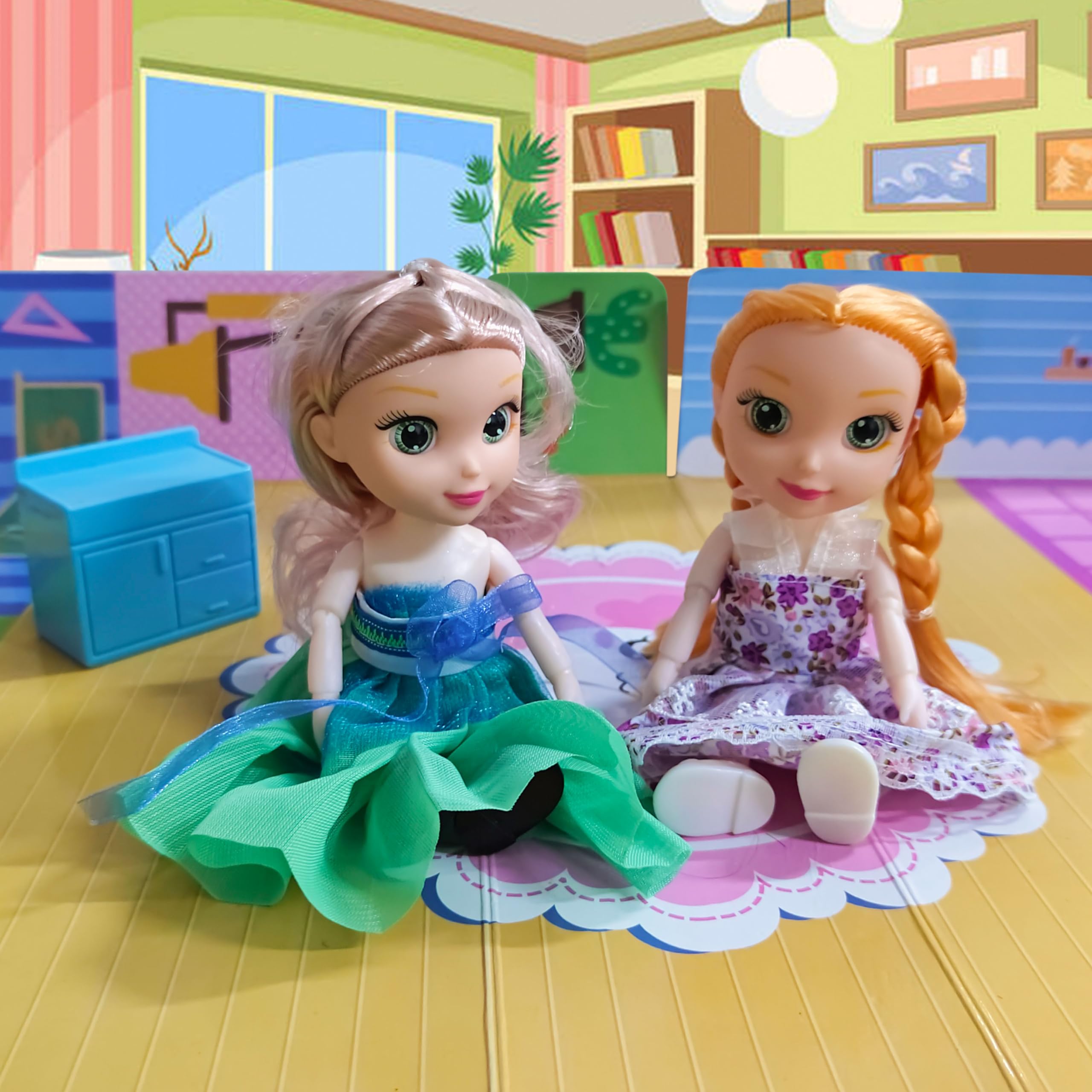 JING SHOW BUSSINESS 10 Sets Doll Clothes for 6 inch Doll ,Include 5 Pieces Girl Mini Dolls, 10 Sets Handmade Doll Clothes and 5 Pairs of Doll Shoes