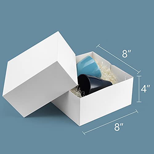 ValBox Premium Gift Boxes 10 Pack 8 x 8 x 4 White Paper Gift Boxes with 20 Meters Hemp Rope for Christmas Gifts, Bridesmaid Proposal Boxes, Easy Assemble Boxes