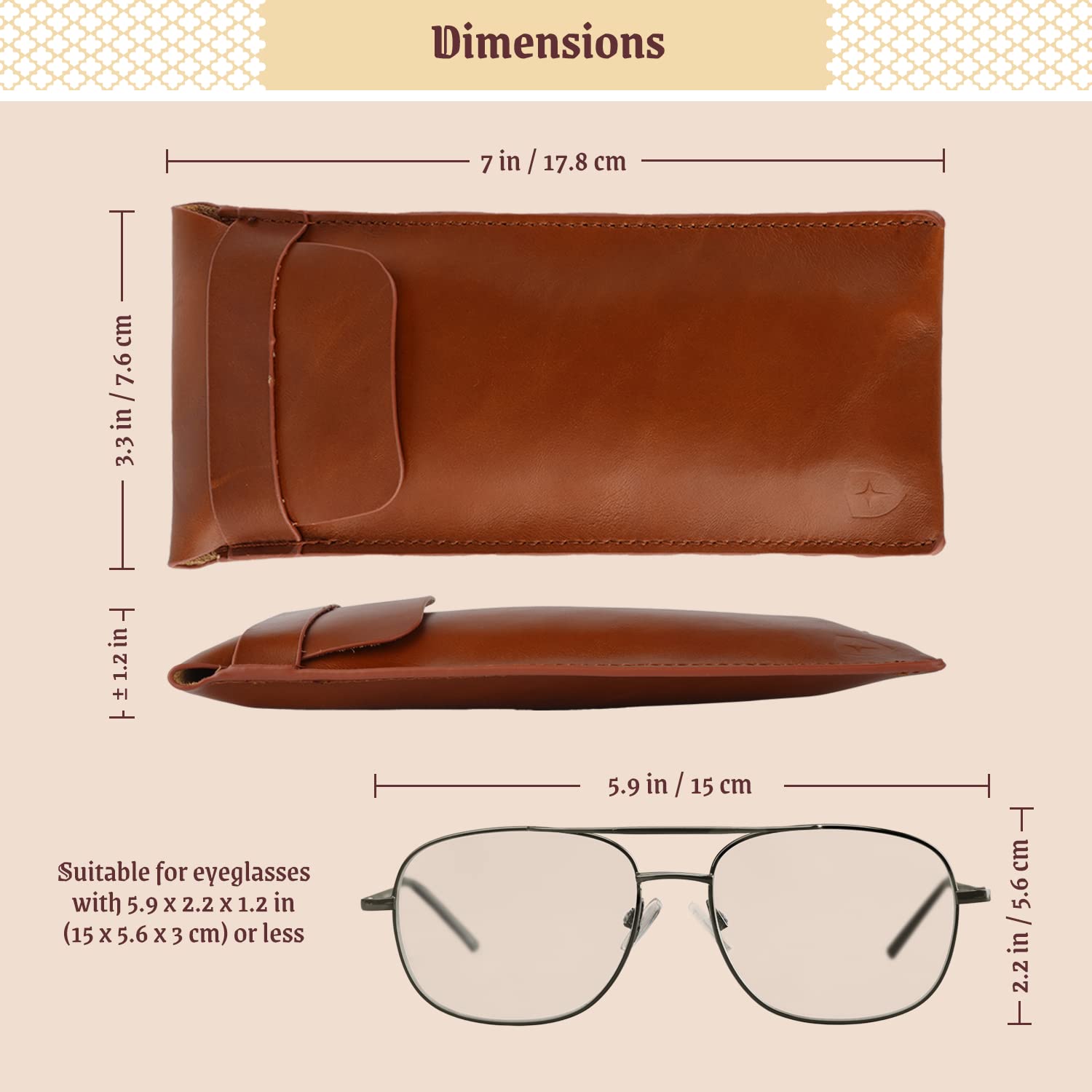 Leather Eyeglass Cases for Men - Premium Quality Leather with Microfiber Polishing Cloth and Soft Pouch , Eyeglass Case Slip In with Flap best for Reading Glasses and Ideal Gift for Men