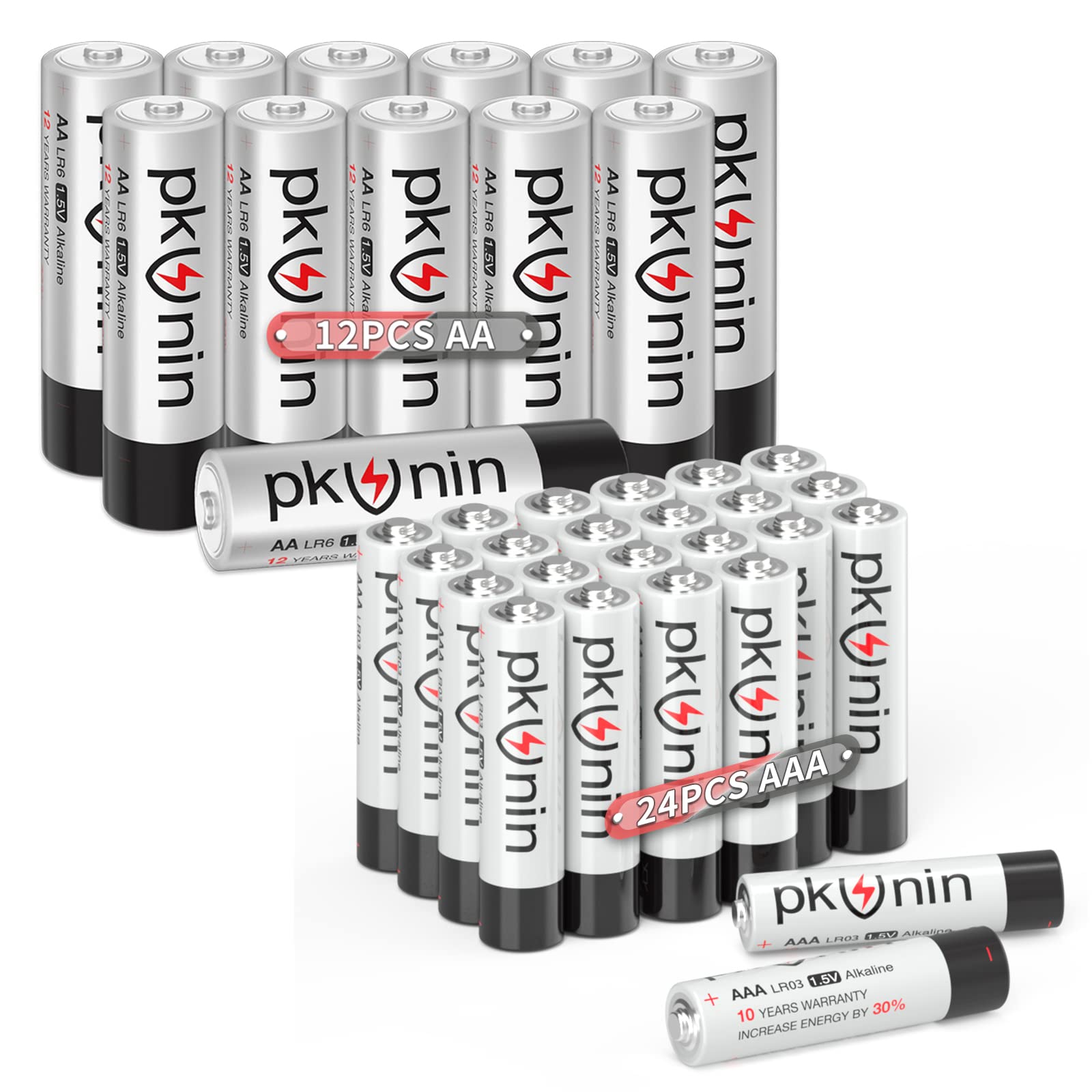 Ocvrszsw AA Batteries and AAA Batteries 36 Pack High-Performance 12 Double A Batteries and 24 Triple AAA Batteries