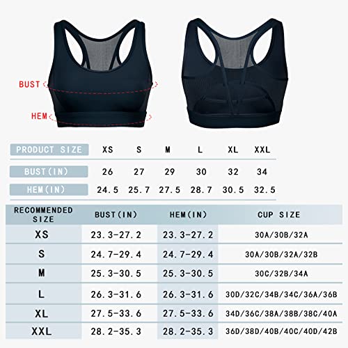 LEJASH Women Sports Bras, 3 Piece Seamless Wireless Removable Padded Support Tank Top Workout Exercise Yoga Gym Running Longline Sport Bra(M)
