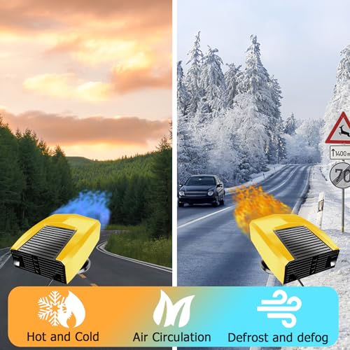 Gntiffy【New 2023】Portable Car Heater,2 in 1 Auto Car Heater, Fast Heating Windshield Defrost Defogger Cooling Car 12V Lighter Heater 60 Second with Heating & Cooling Window Defroster for Car