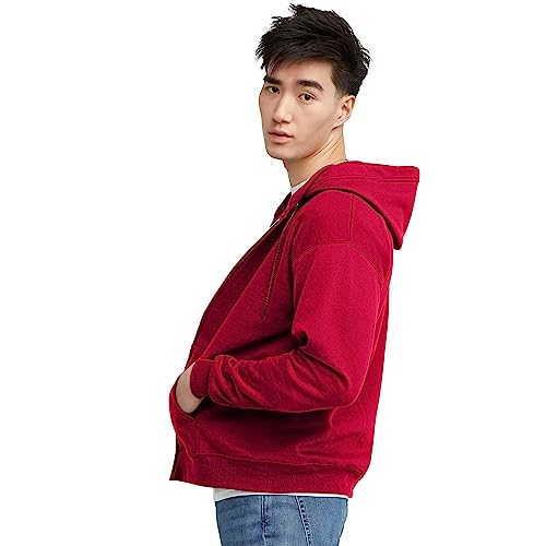 Hanes Men's Full-Zip Eco-Smart Hoodie, Deep Red, Large