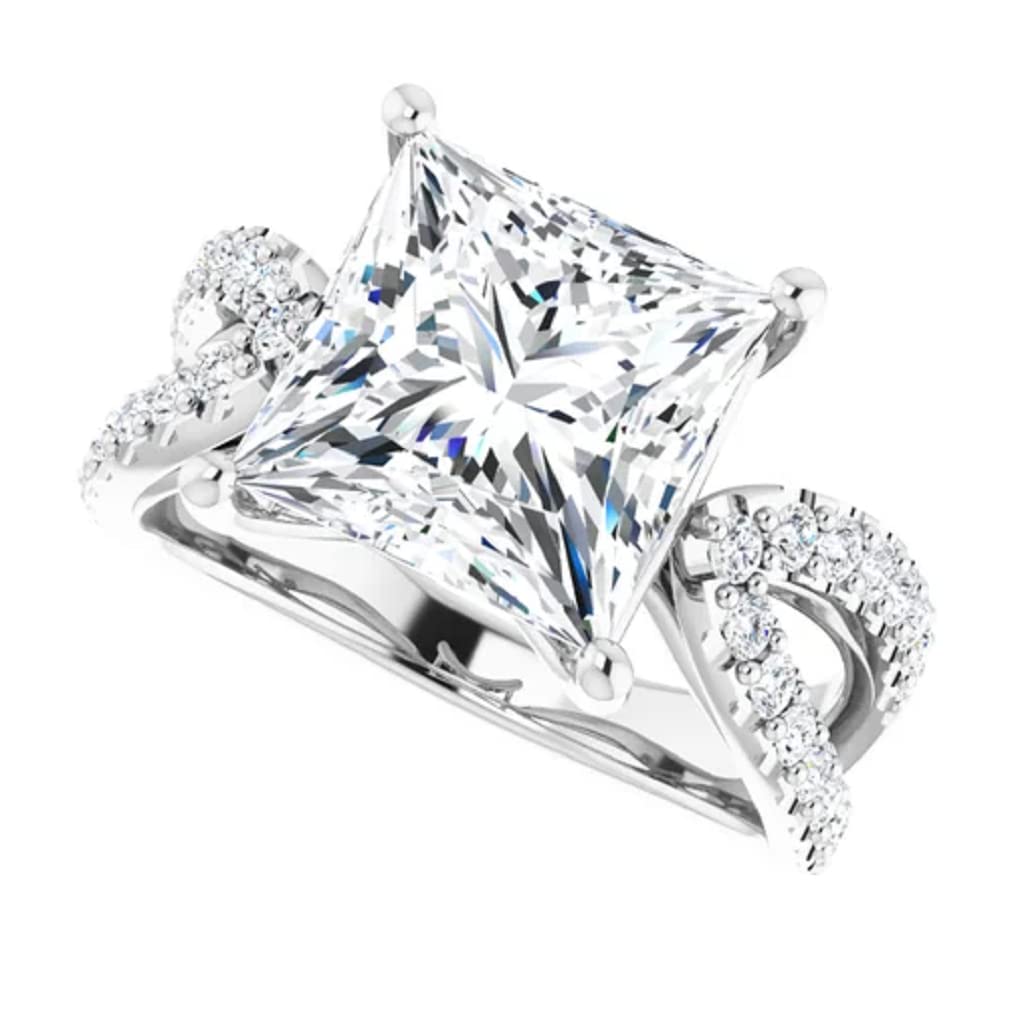 JEWELERYIUM 4 CT Princess Cut Colorless Moissanite Engagement Ring, Wedding/Bridal Ring Set, Solitaire Halo Style, Solid Sterling Silver Vintage Antique Anniversary Promise Ring Gift for Her (10)