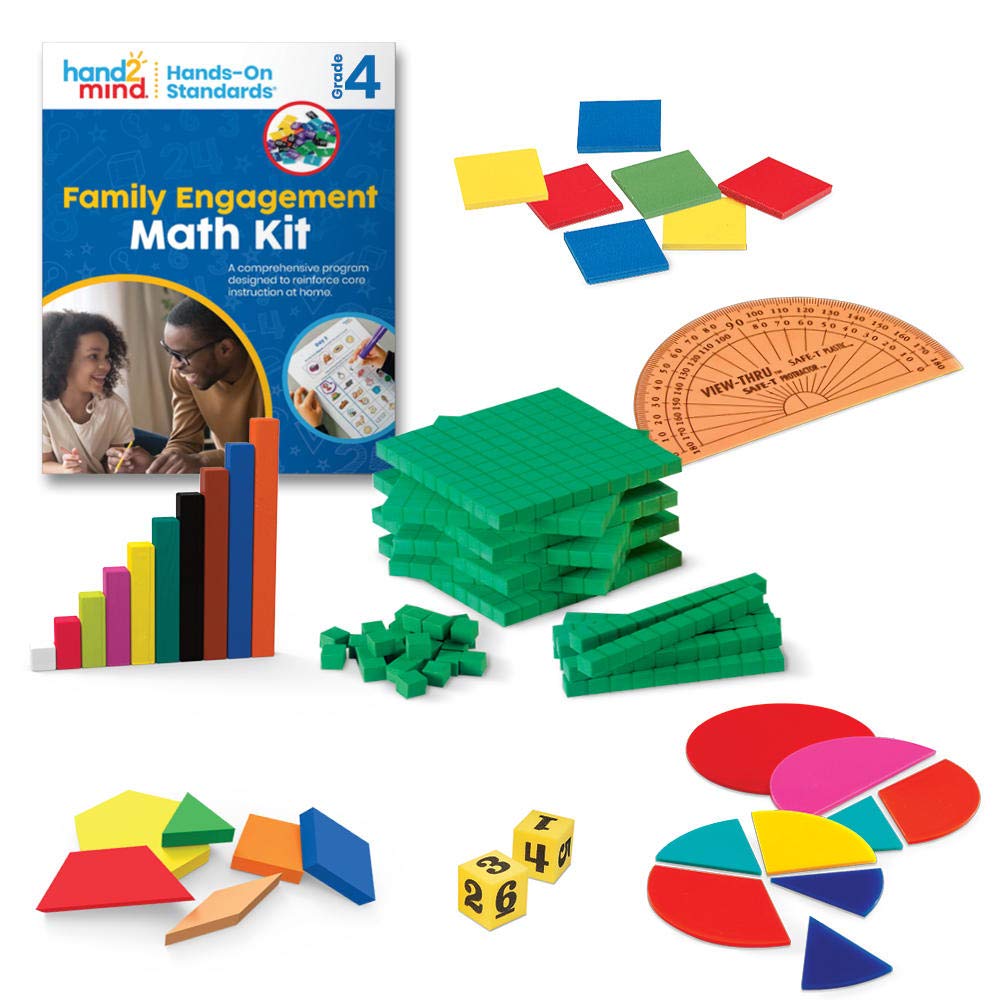 hand2mind Learning at Home Family Engagement Literacy Kit for Grade 4, Reading Activity Book with Hands-On Manipulatives, Spanish Translations for Key Materials