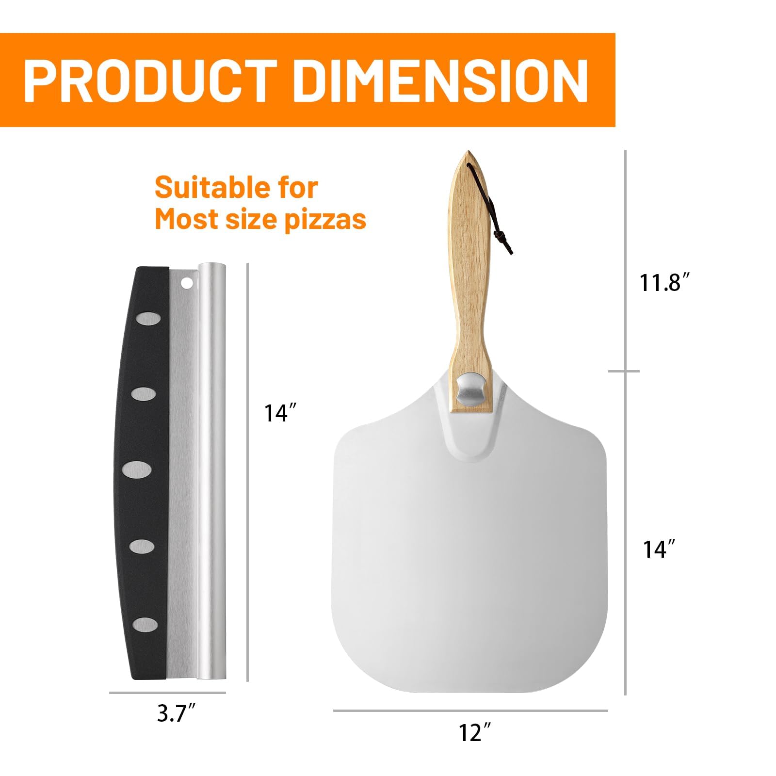 Lituford Master the Art of Pizza Making with Our Complete Pizza Oven Set and Accessories - Includes 12" x 14β Pizza Peel and Cutter with 14" Blade - Perfect for Indoor and Outdoor Cooking!