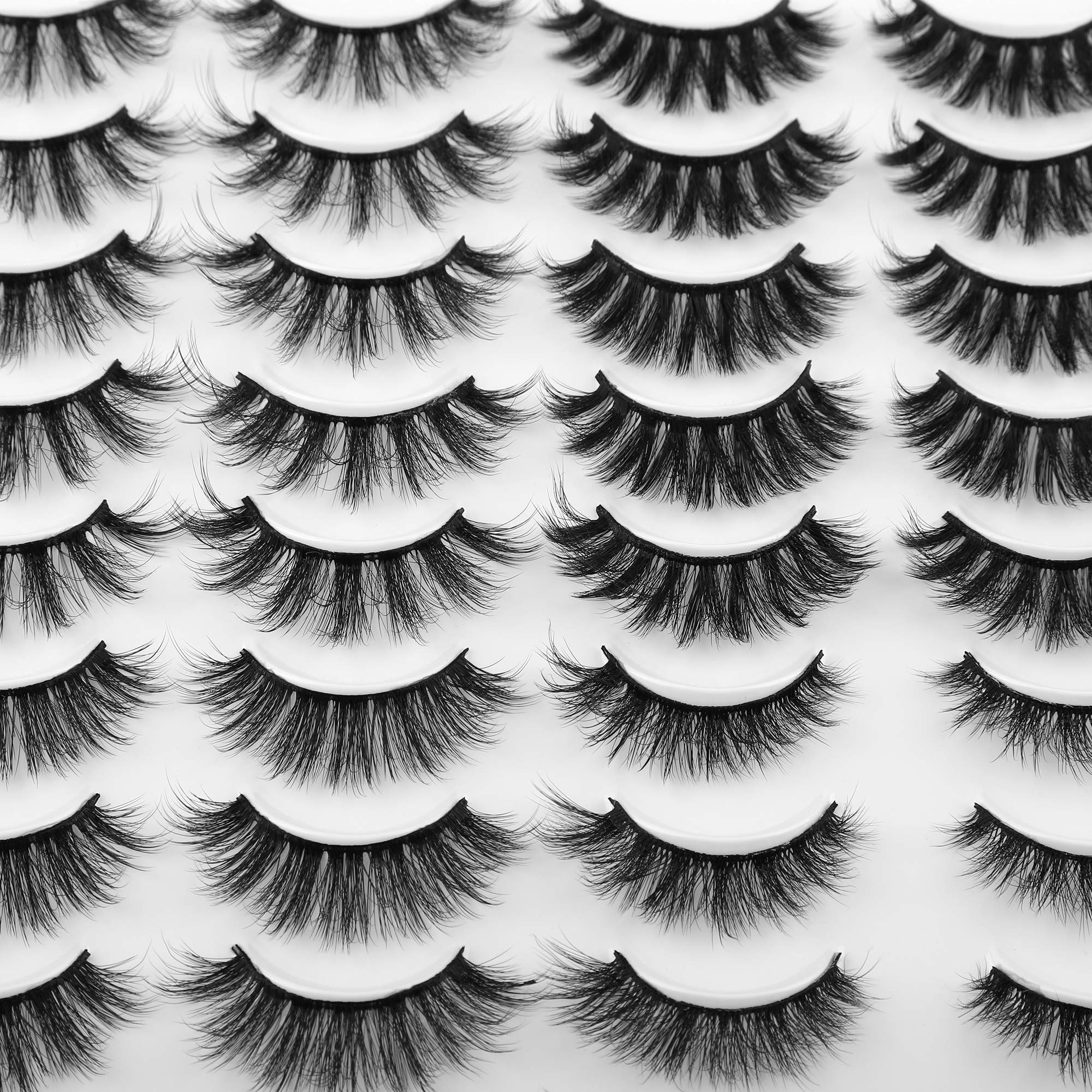 JIMIRE 20 Pairs False Eyelashes 4 Styles Fluffy Eyelashes Pack 3D Volume Faux Mink Lashes Packs