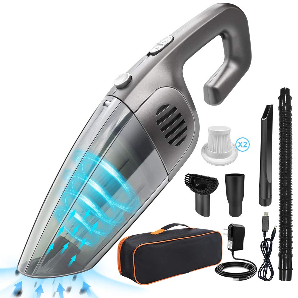 Handheld Vacuum Cleaner, 120W 7Kpa Powerful Suction Car Vacuum Cordless with Rechargeable (Dark Gray)