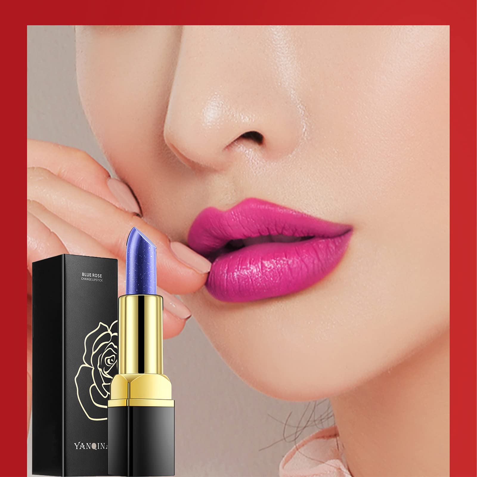 Gireatick 2Pcs Magic Color Change Lipstick Set, Blue Changed into Pink Lip Gloss, Moisturizer Long Lasting Nutritious Lip Balm for Women Girls