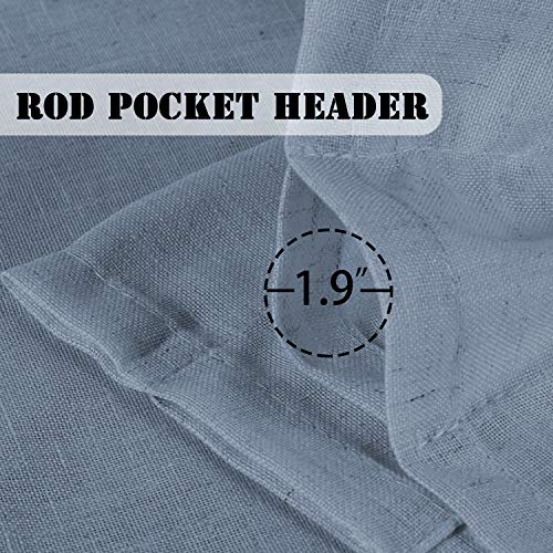 H.VERSAILTEX Natural Linen Kitchen Curtains 24 Inch Length Textured Flax Curtain Tiers for Bathroom/Kitchen Windows Rod Pocket Small Curtains for Kitchen (2 Panels, Stone Blue)