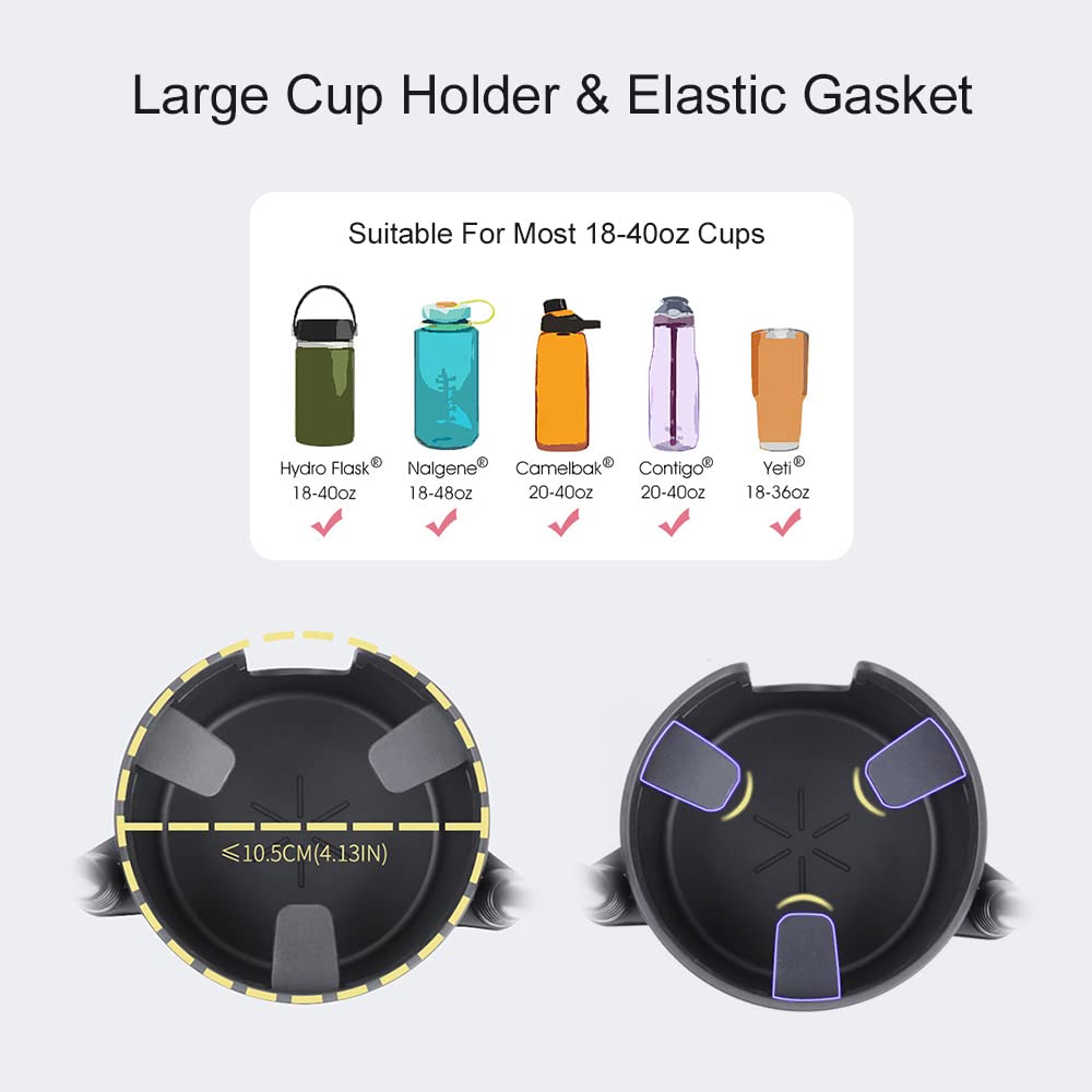 JINKEY Dual Cup Phone Holder for Car, 360°Rotatable Car Phone Mount Adjustable Gooseneck Cell Phone Cup Holder Universal Fits for Most 4"-6.7" i-Phone Cell Phone Automobile Cradles