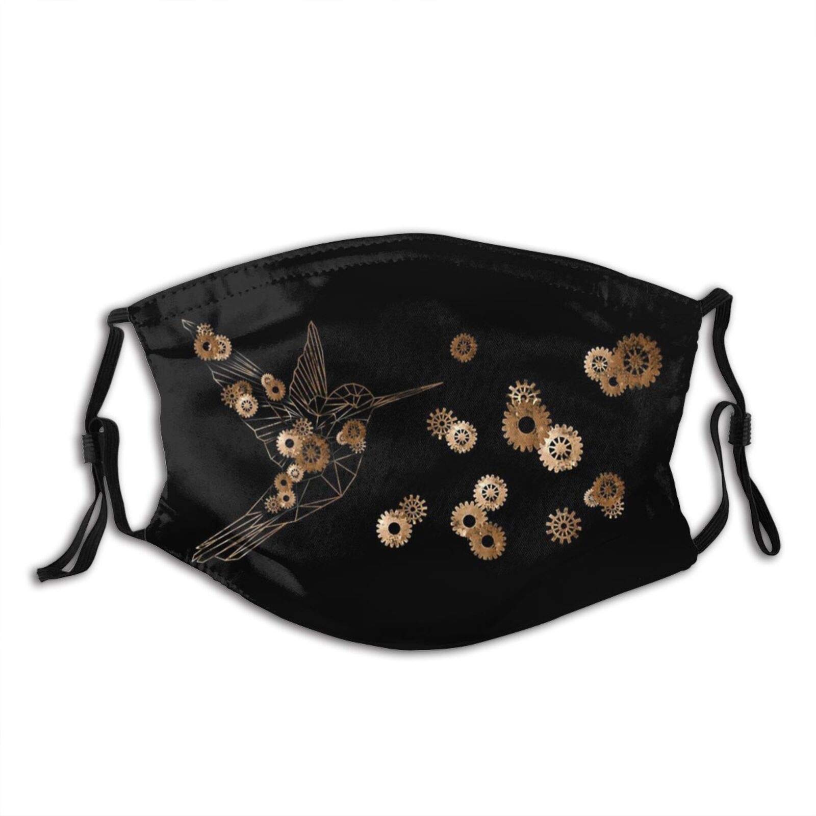 Golden Steampunk bird Face Mask,Comfortable Balaclavas Reusable Bandana Adjustable Scarf For Adult (With 2 Filters)