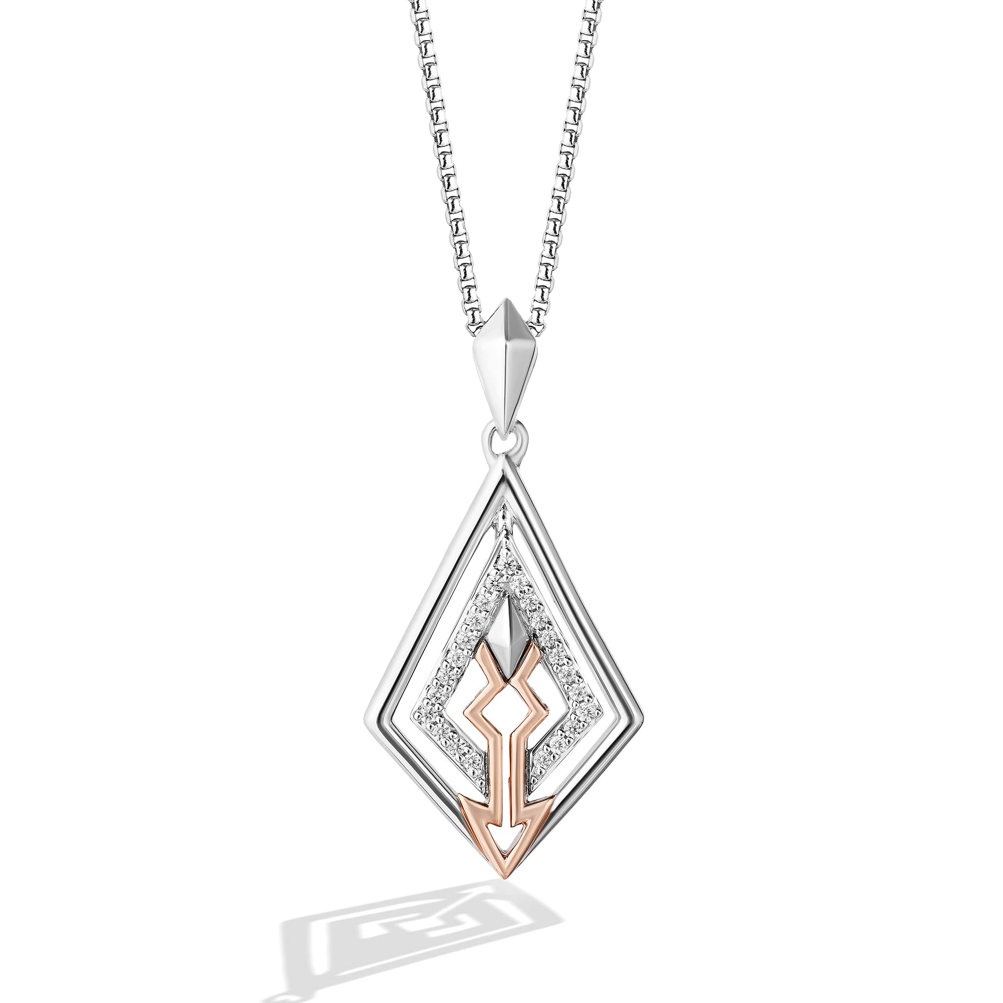 Jewelili Star Wars⢠Fine Jewelry Ahsoka Tano⢠Women's Pendant 1/10 Ct.Tw. Diamonds, Sterling Silver and 10K Rose Gold