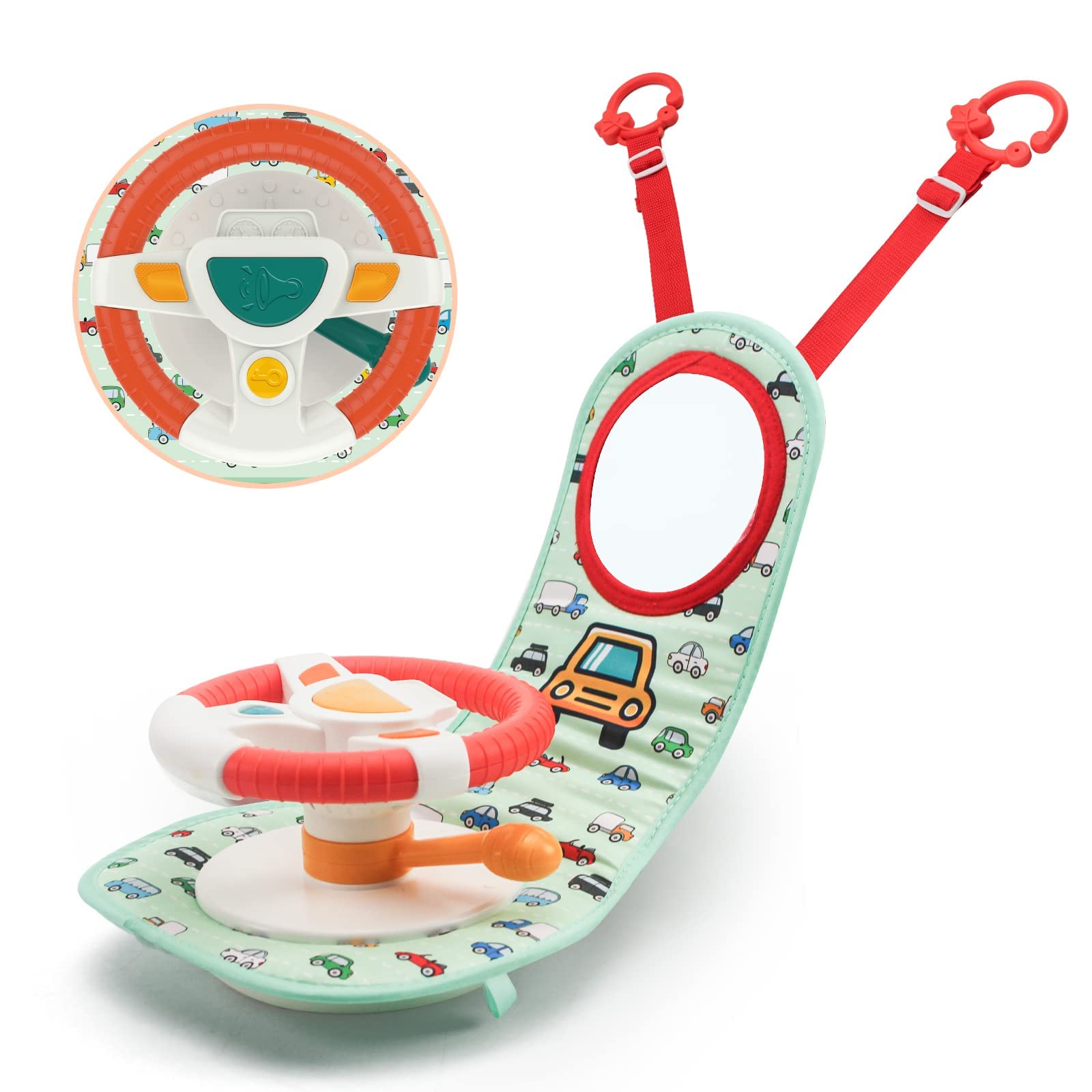 Happytime Musical Car Wheel Baby Toys, in-Car Wheel Musical Activity Play Center for Baby's Travel Companion Entertain and Relax Easier Drive with Sounds and Lights