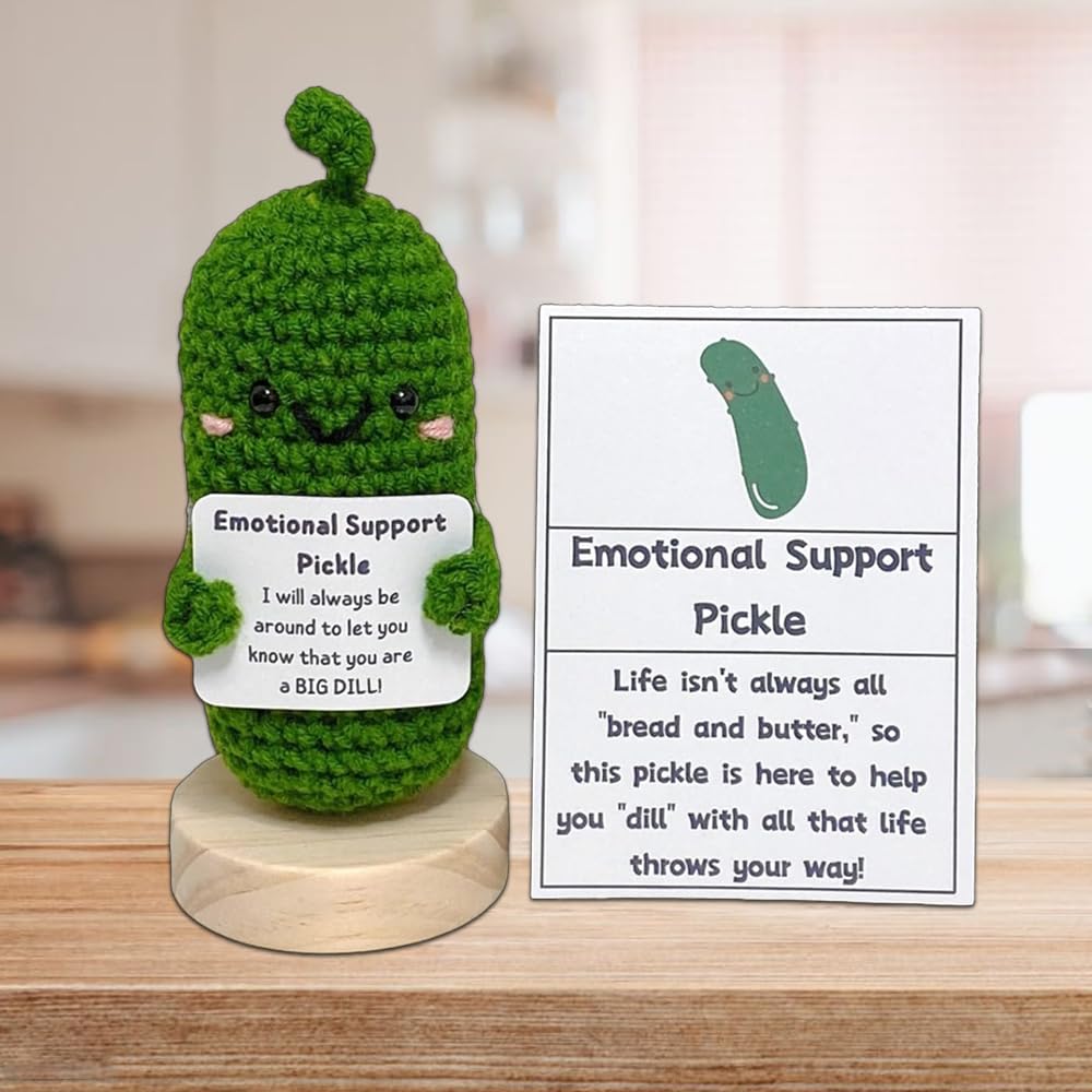 Handmade Emotional Support Crochet Pickled Cucumber Gift, Cute Pickled Cucumber Knitting Doll, Christmas Pickle Ornament (3pcs-e)
