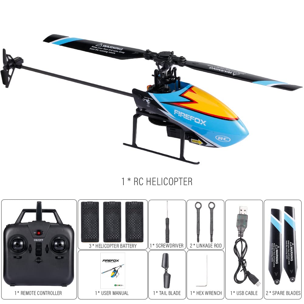 GoolRC C129 RC Helicopter for Adults and Kids, 4 Channel 2.4Ghz Remote Control Helicopter with 6-Axis Gyro, Aileronless RC Aircraft with Altitude Hold and 3 Batteries (Blue)