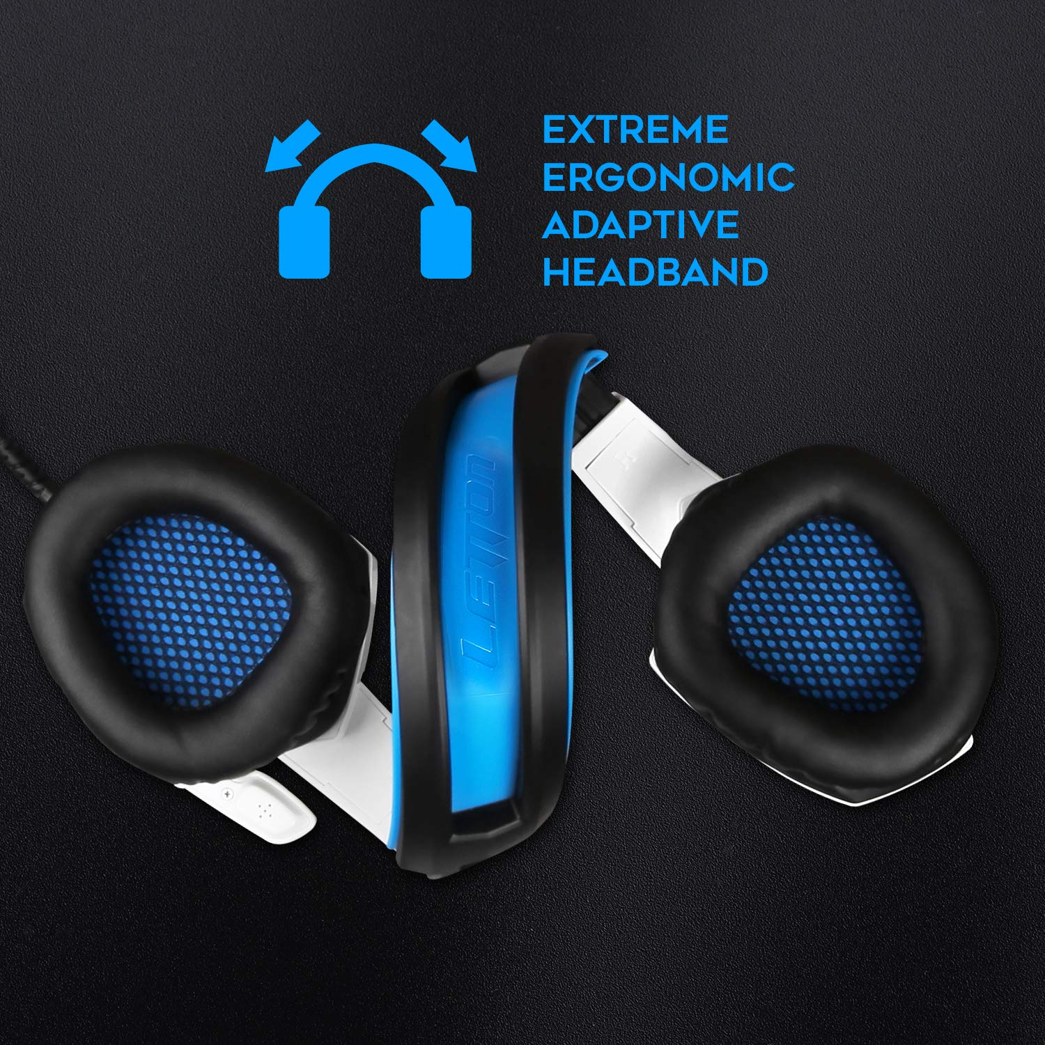 LETTON L10 USB Gaming Headset Stereo Over Ear Wired Headphones Noise Canceling PC Mac Headphones with Microphone and Deep Bass Volume Control (White)