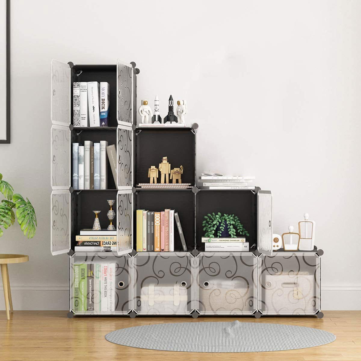 GREENSTELL Cube Storage Organizer, 6-Cube Closet Organizer, DIY Plastic Storage Cubes Organizer, Modular Storage Cabinet Book Shelf Shelving for Bedroom, Living Room, Office Black