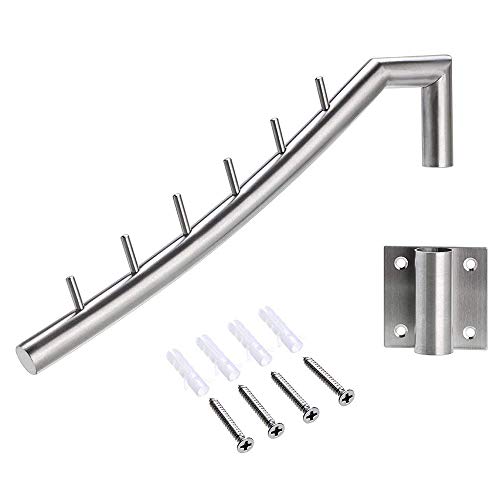 Wall Mount Clothing Rack - 2 Pack - Stainless Steel Hanging Drying Clothes Hanger with Swing Arm Holder - Heavy Duty Laundry Closet Storage Organizer Rod -Space Saver Clothing for Bedrooms, Bathrooms