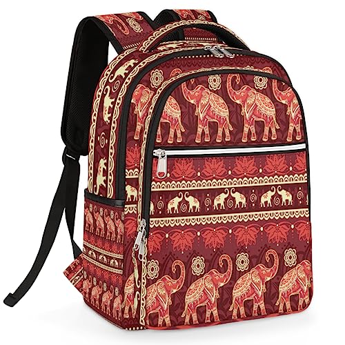 Travel Laptop Backpack Indian Elephant Floral Pattern Laptop Backpack Lightweight Casual Daypack Backpack for 15.6 inch Laptop, Adult.