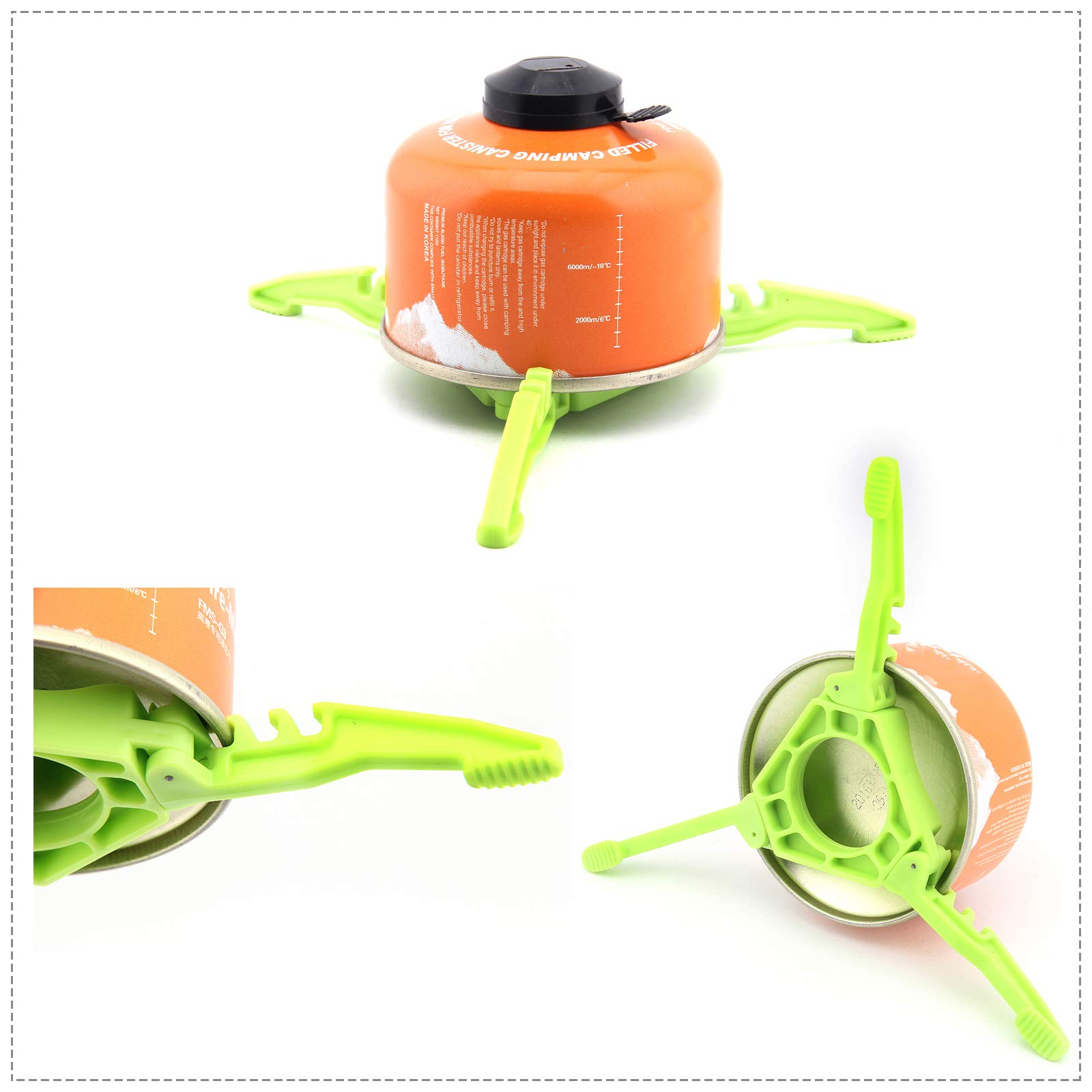 HIRAY Canister Stand Fuel Can Stabilizer Gas Tank Bracket Stove Standard Bottle Shelf Stand Tripod Folding Canister Stand (Green)