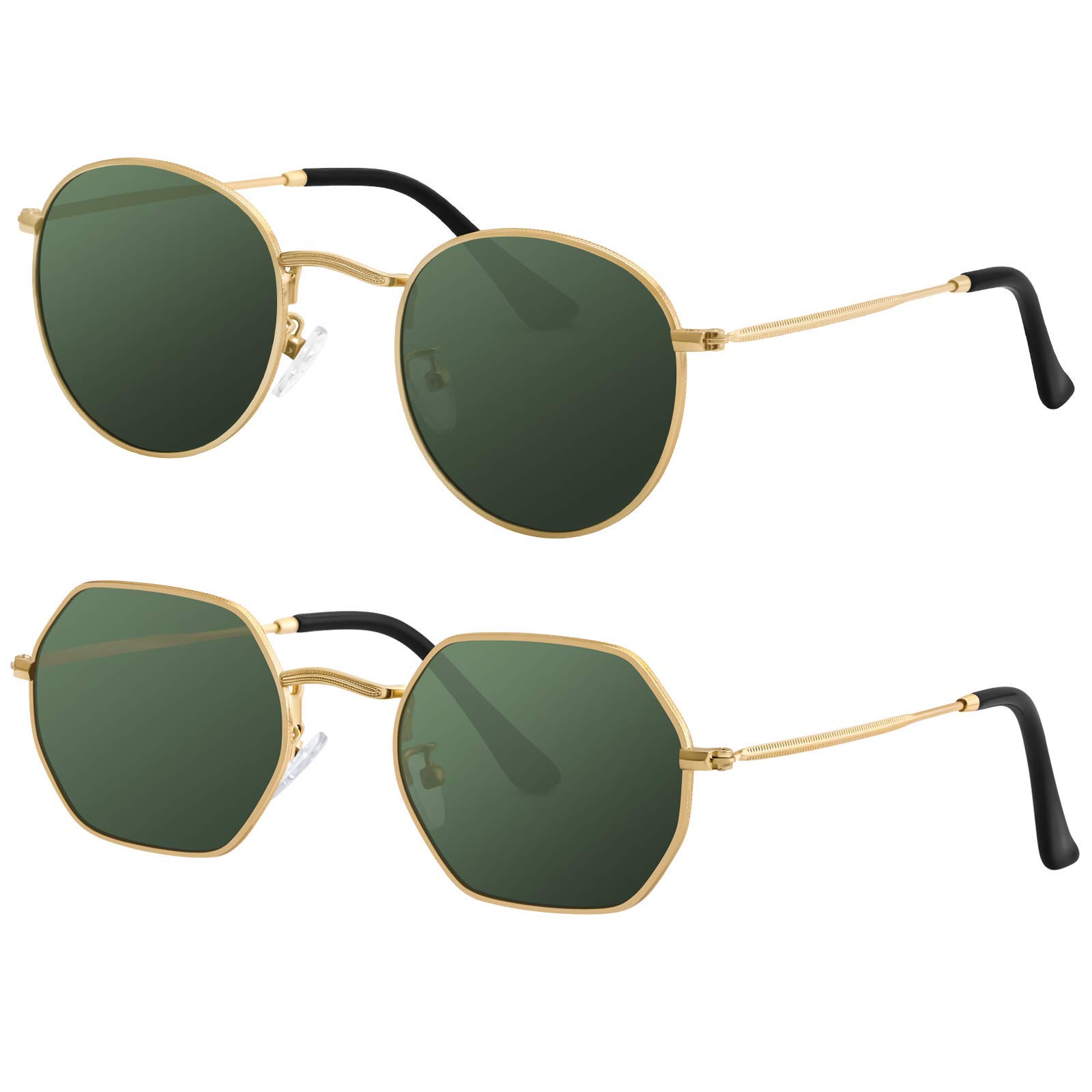 GRFISIA Small Round Polarized Sunglasses Women and Men Vintage Hexagon Square Sun glasses UV400 Protection