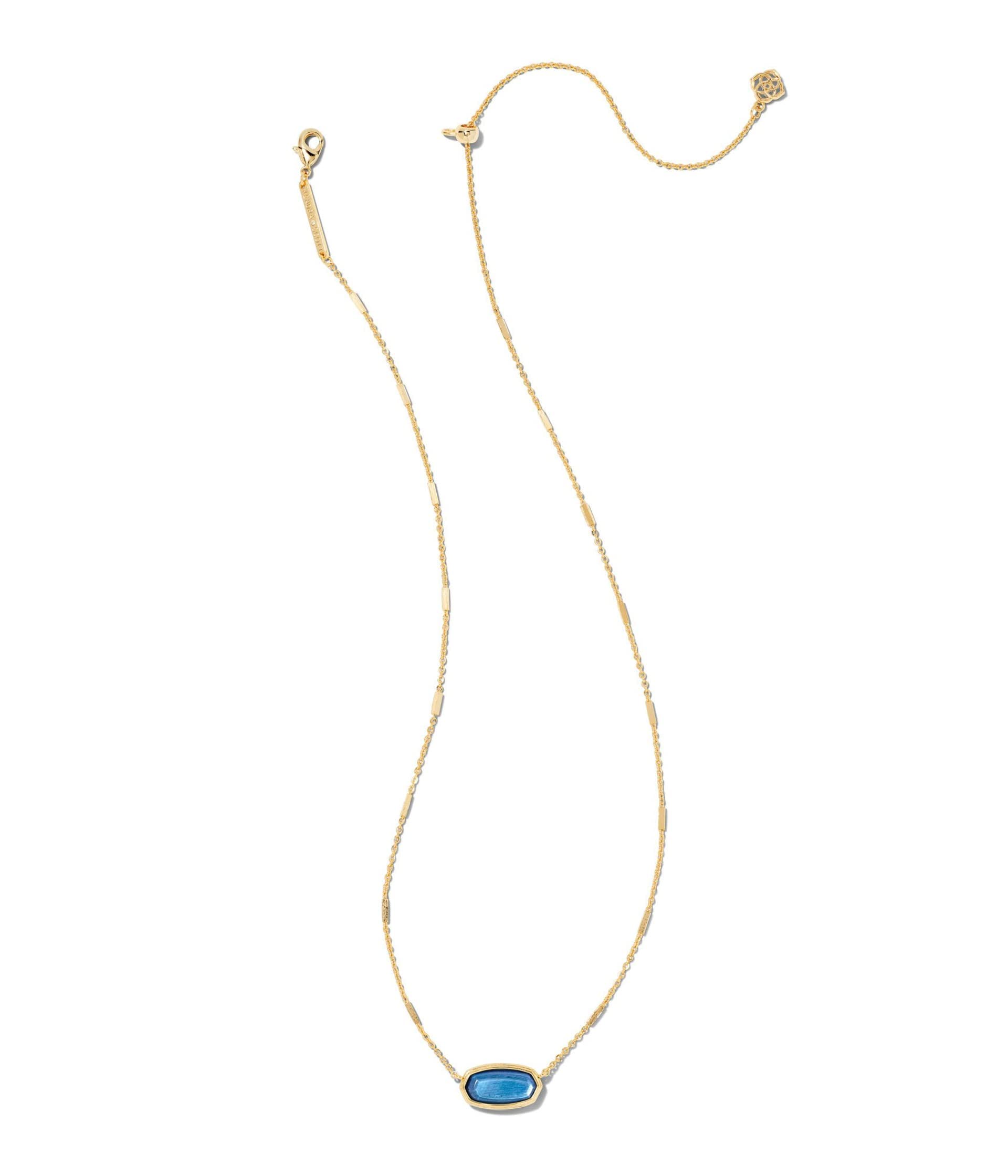 Kendra Scott Framed Elisa Short Pendant Necklace Gold Dark Blue Mother-Of-Pearl One Size