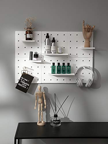 Wall Plastic Decorative DIY Convenient Pegboard Wall Mount Display Wall Organization Storage Wall Shelf for Living Room Kitchen Bathroom Office ,Set of 2