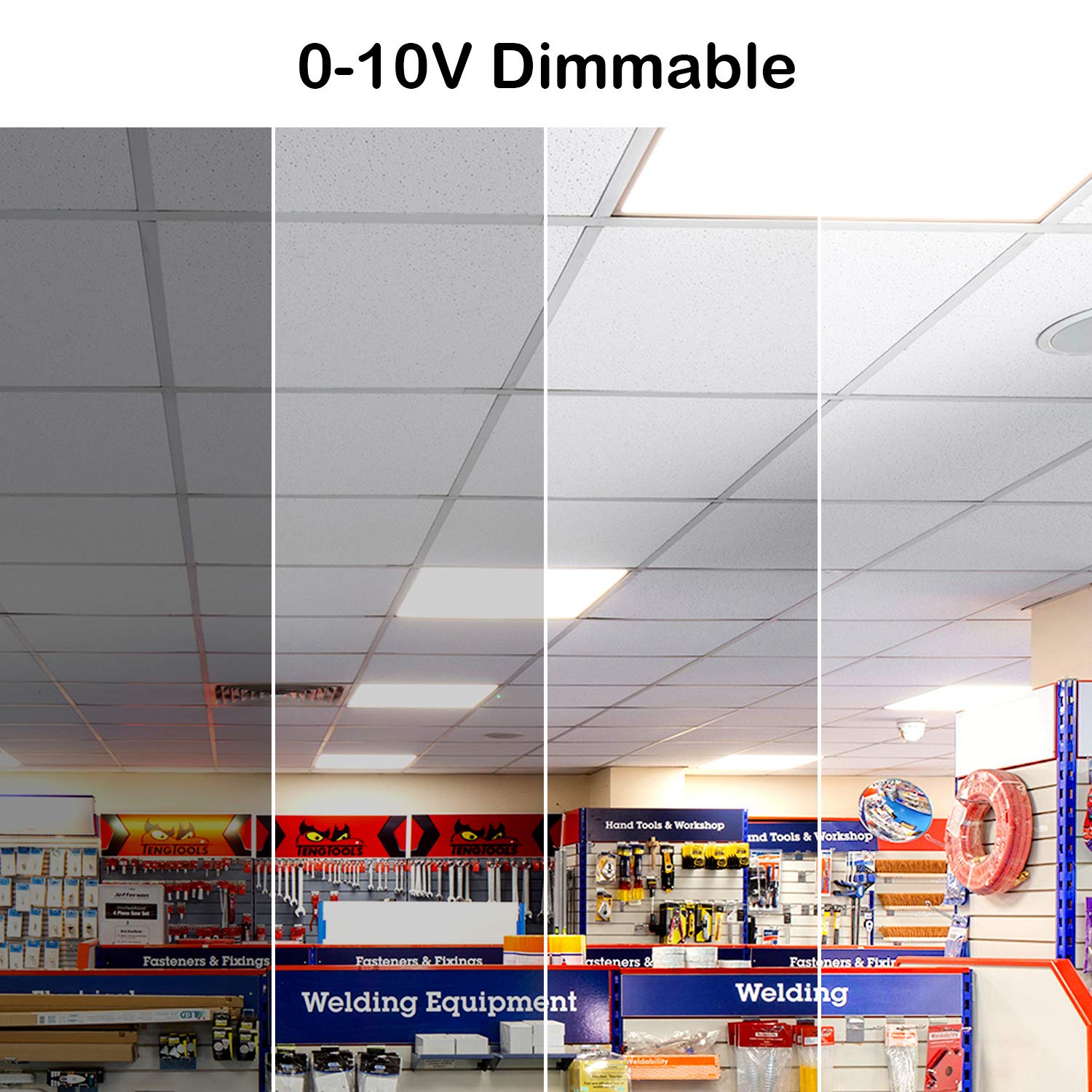 hykolity 2x4 FT White LED Flat Panel Troffer Light, 40W/50W/60W, 4000K/5000K/6000K Recessed Back-Lit Drop Ceiling Light, 0-10V Dimmable, 3-Lamp F32T8 Fixture Replacement, 2 Pack