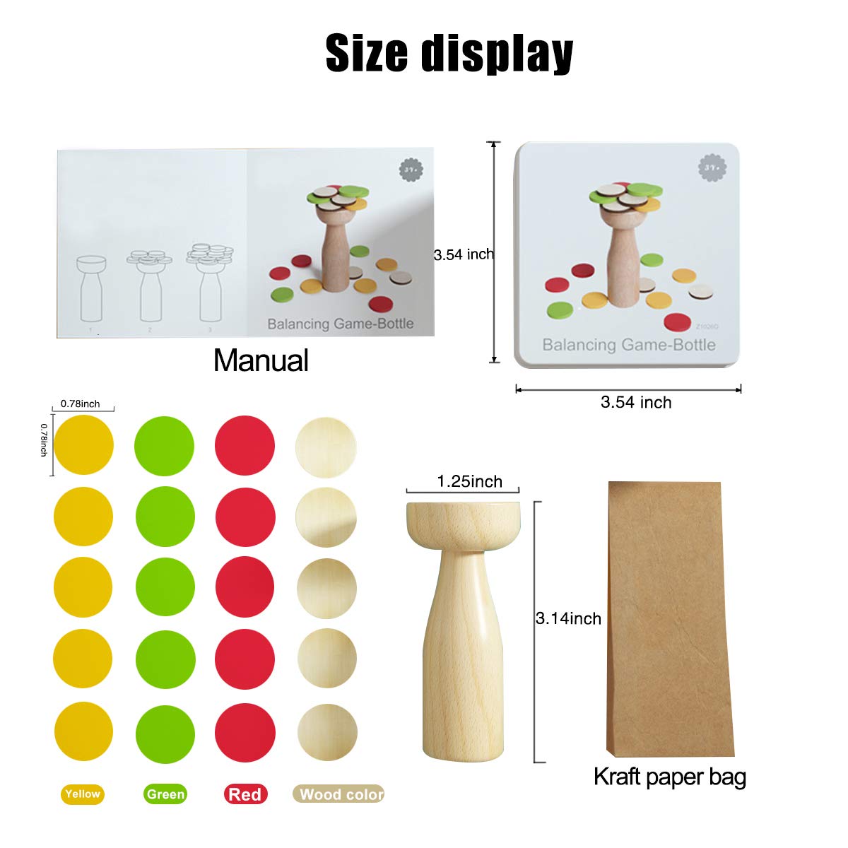 GYBBER&MUMU Mini Balancing Game Bottle Wooden Desktop Classic Tabletop Toy 21 Pcs