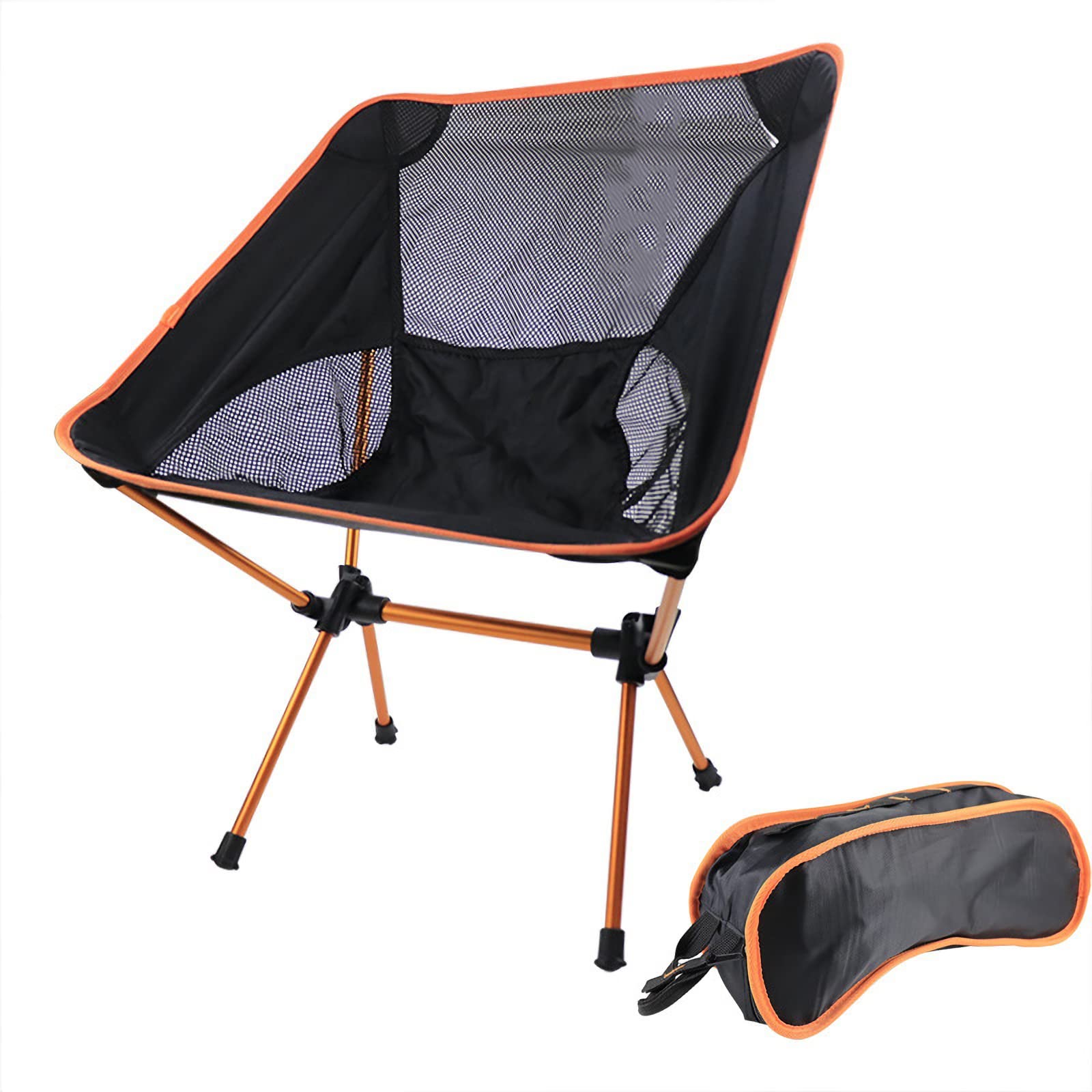 MAIPSIG Outdoor Folding Chair Camping Chairs Compact Back Packing Chair, 400 lbs Capacity, Folding Chairs Packable Lightweight for Hiking and Beach (Orange)