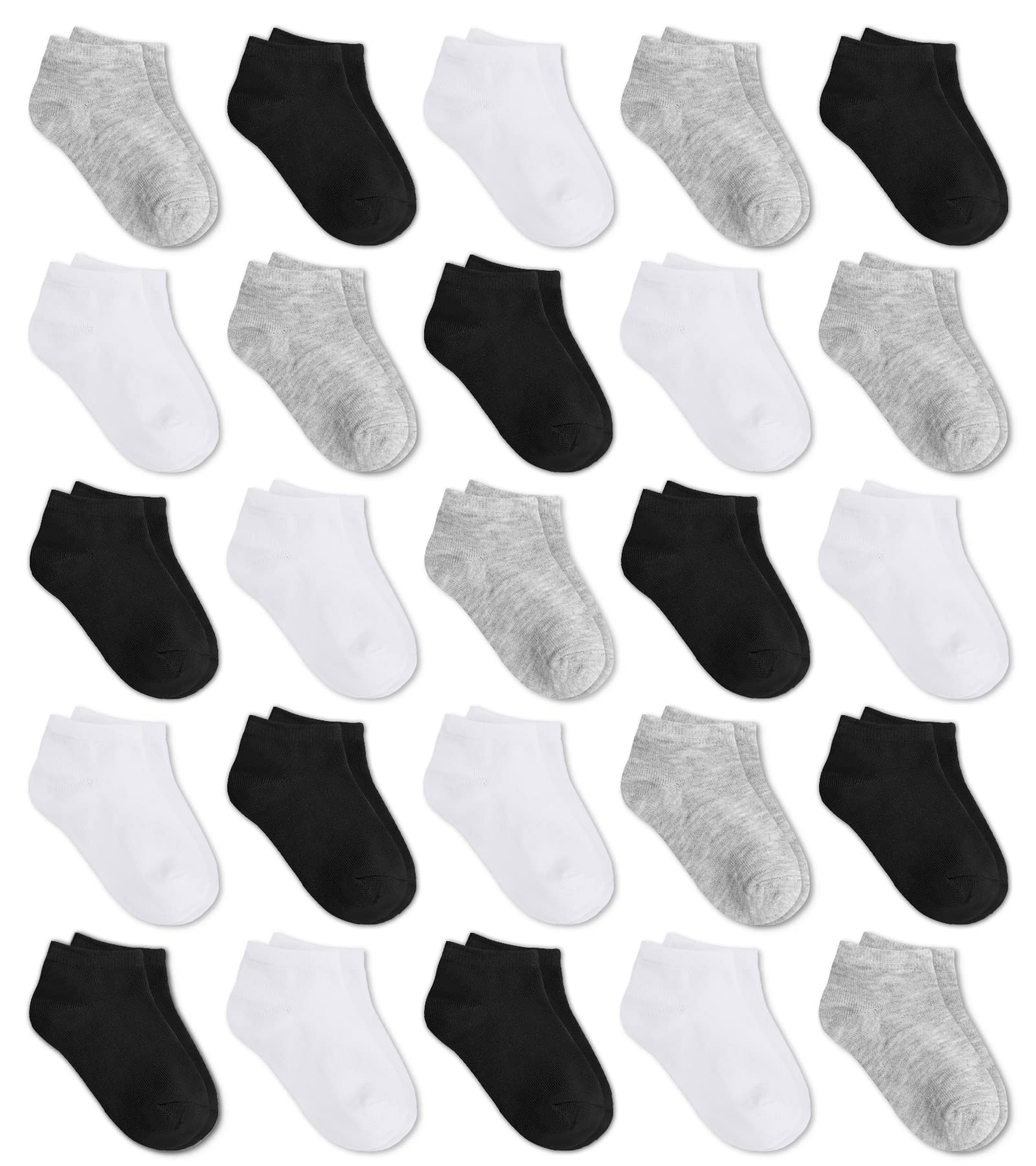 KEREDA 25 Pairs Kids Ankle Socks for Boys Girls Toddler Half Cushion Low Cut Athletic Socks 6-8Y (Multicolor 3)